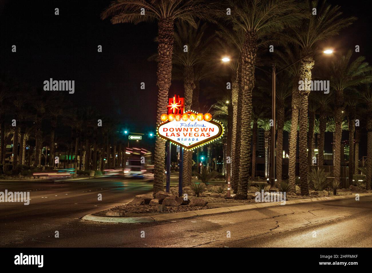 The downtown Las Vegas sign at night Stock Photo - Alamy