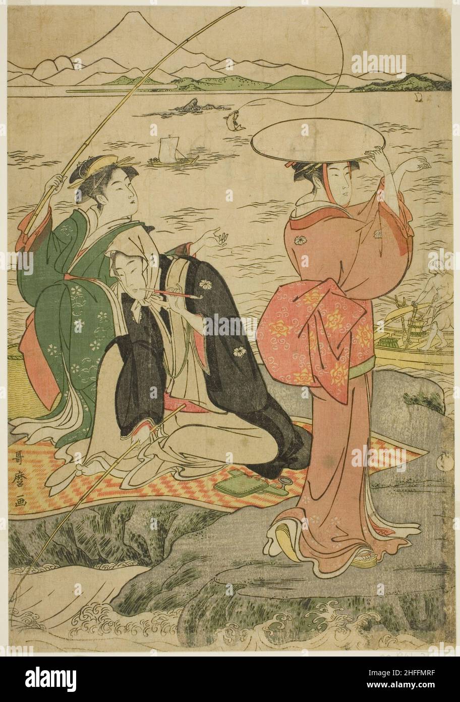 Fishing at Iwaya, Enoshima, Japan, c. 1790 Stock Photo - Alamy