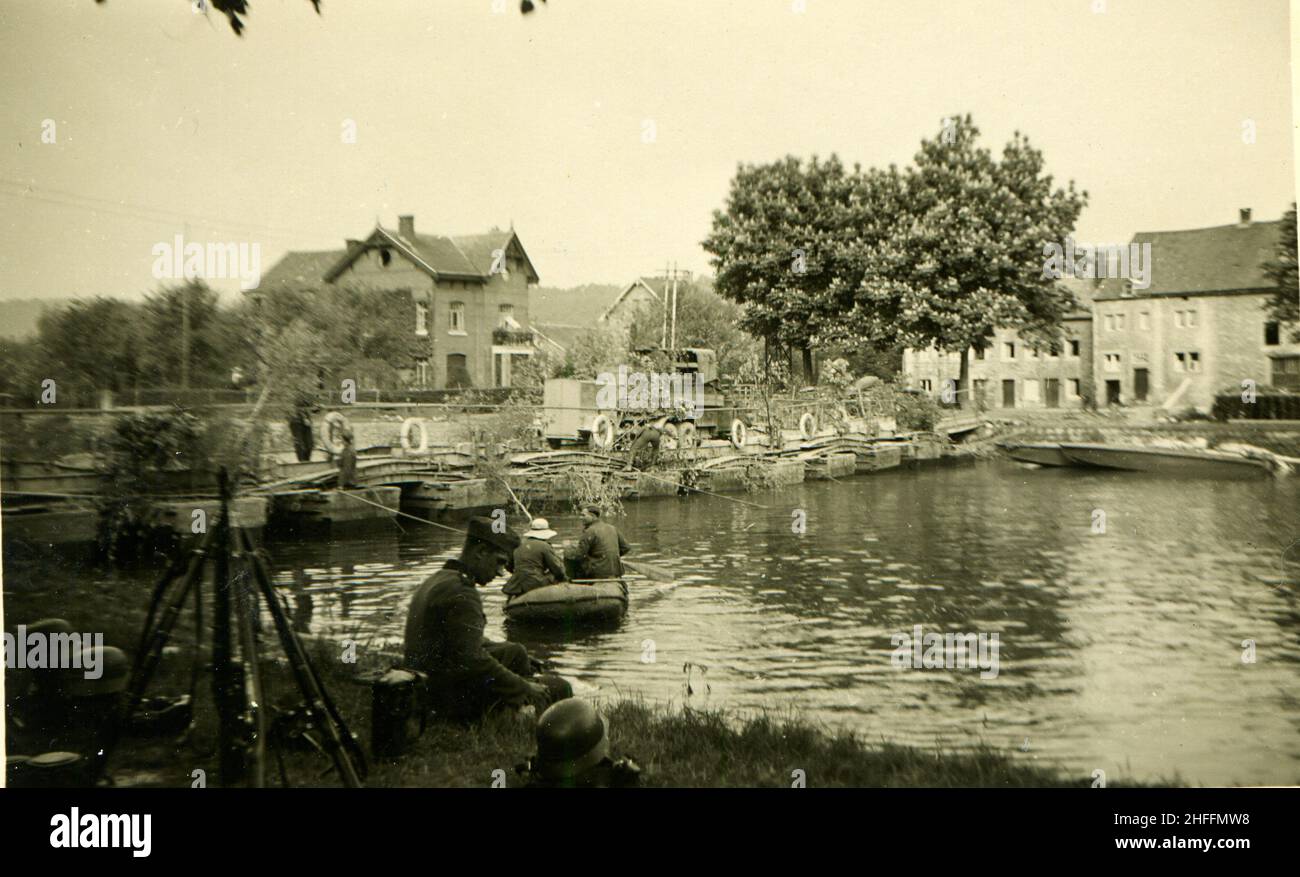 WWII WW2 german soldiers invades Belgium - Hamoir, Belgium, 14 may 1940 ...
