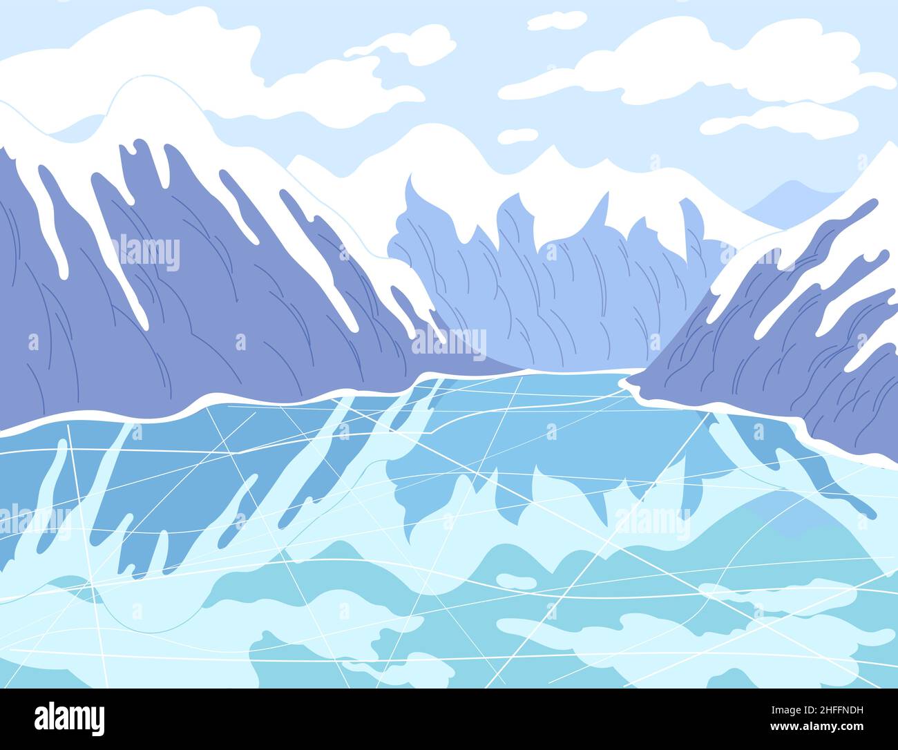 Forest lake frozen water Stock Vector Images - Alamy