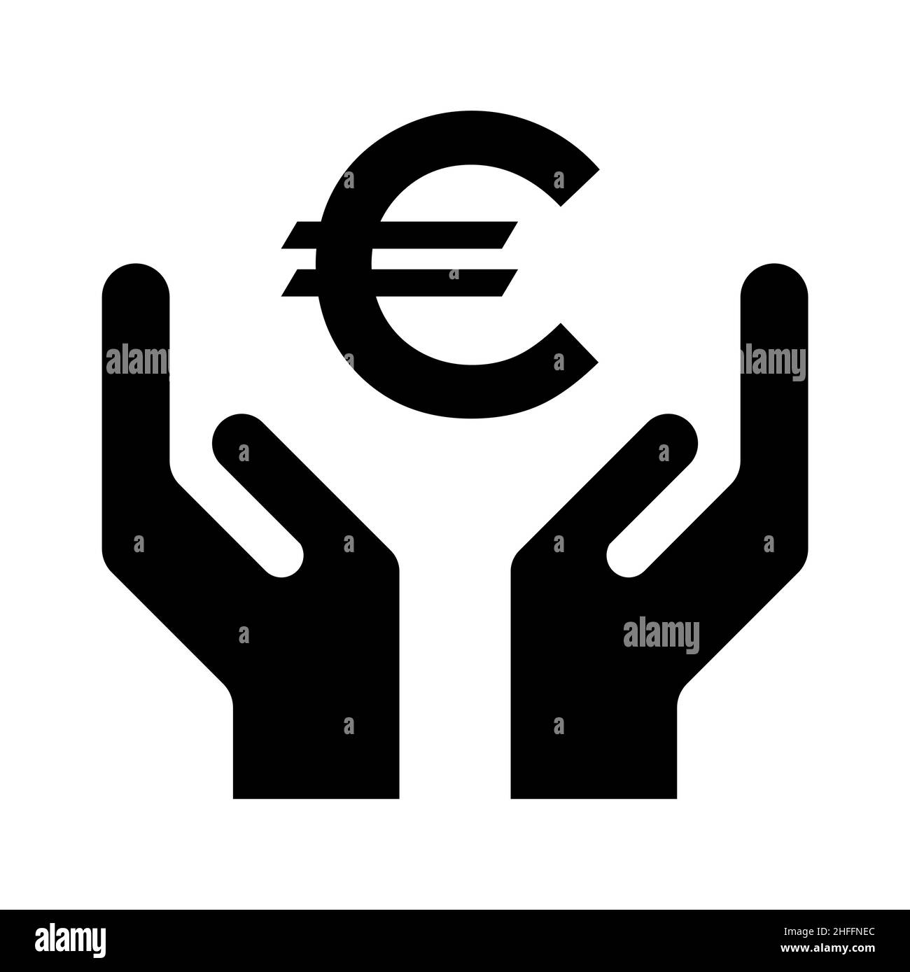 Hope icon, human hand with euro symbol, help and protection graphic ...