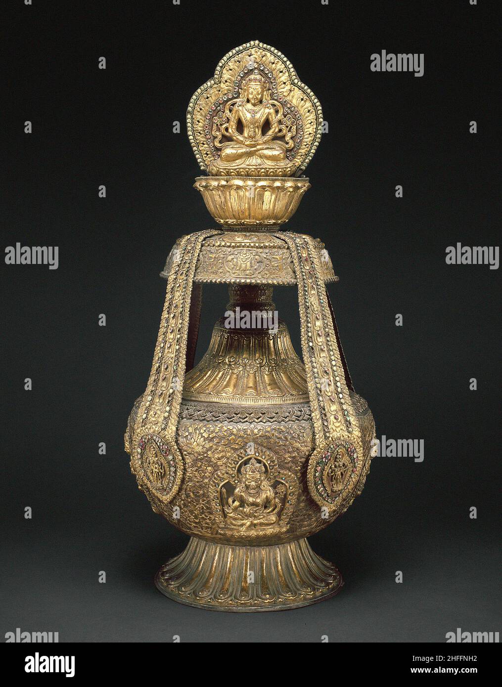 Vase of Longevity (Kalasha) with Buddha Amitabha, 17th century Stock ...