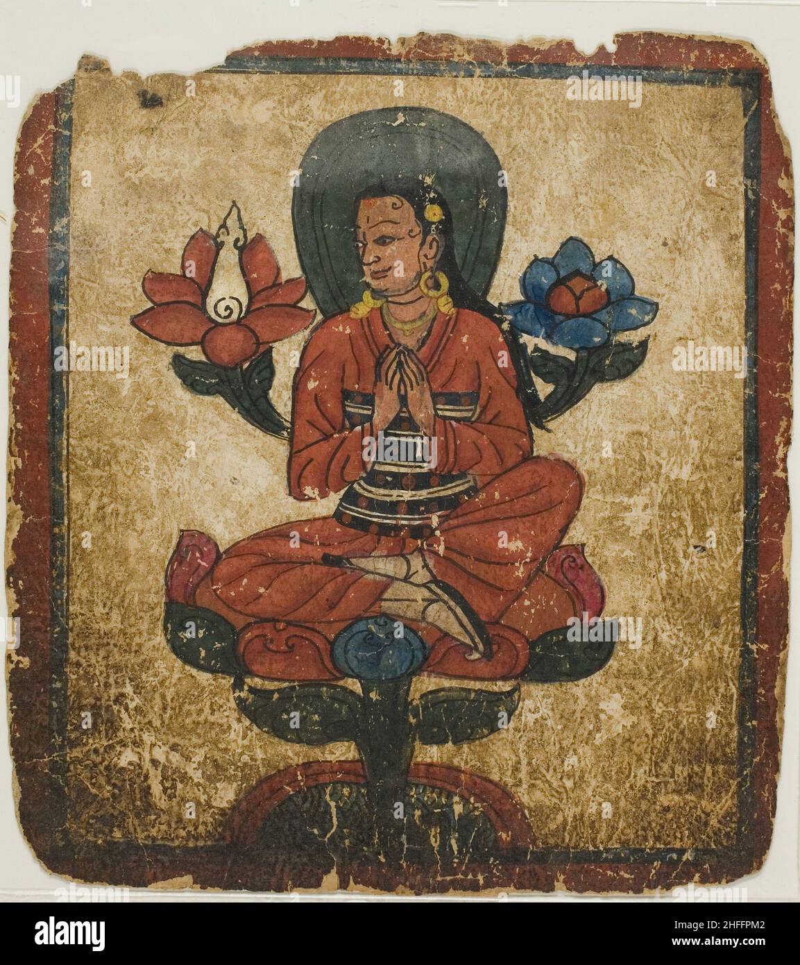 Figure Seated on Lotus, from a Set of Initiation Cards (Tsakali), 14th ...