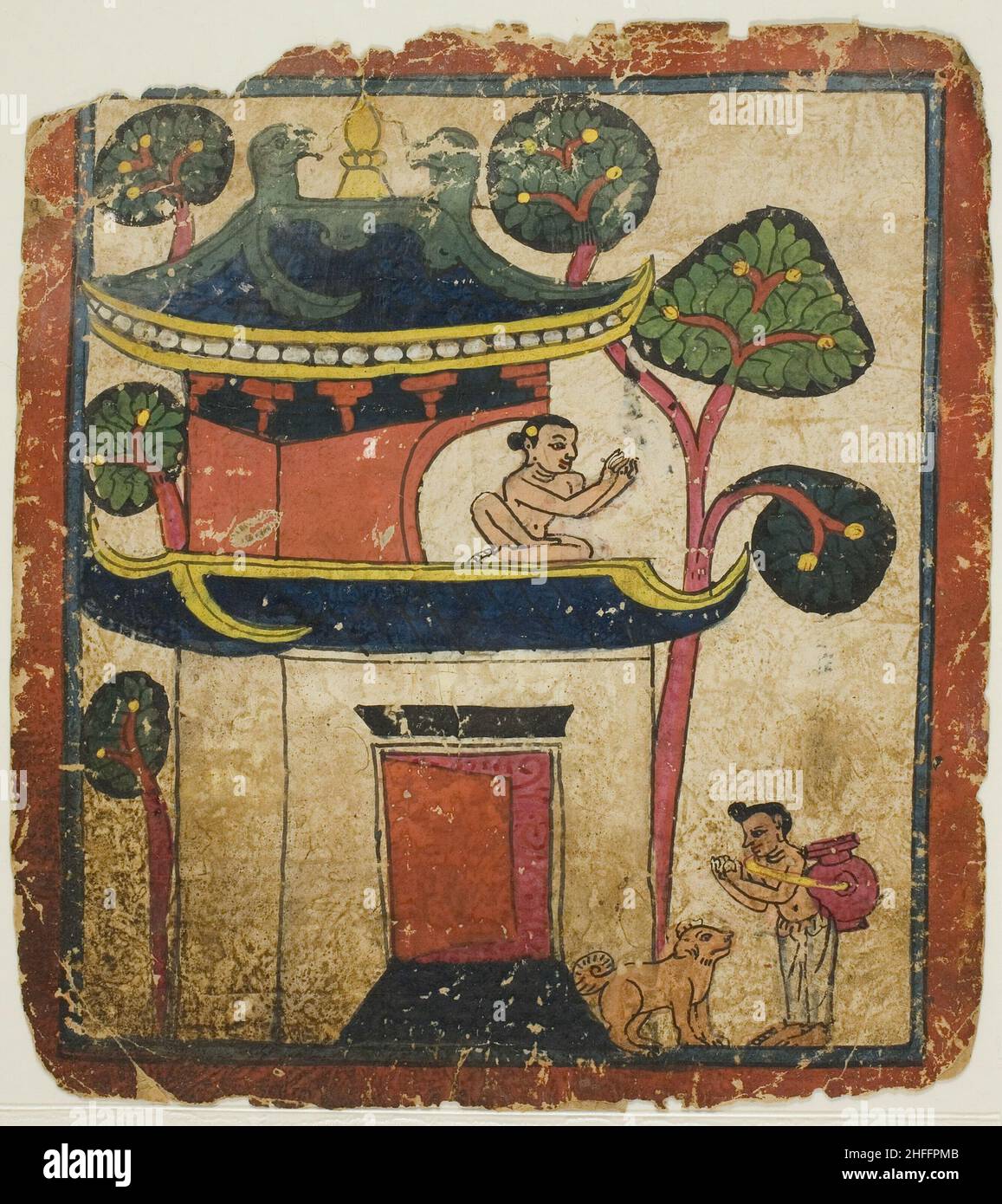 Scene from the Story of Buddha Ushnisha, from a Set of Initiation Cards ...