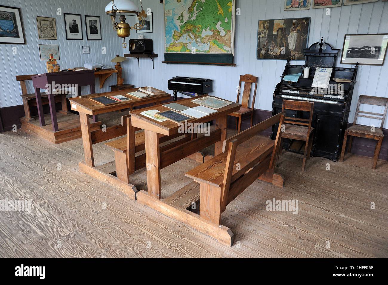 Inside the school house at Skogarsafn Stock Photo - Alamy