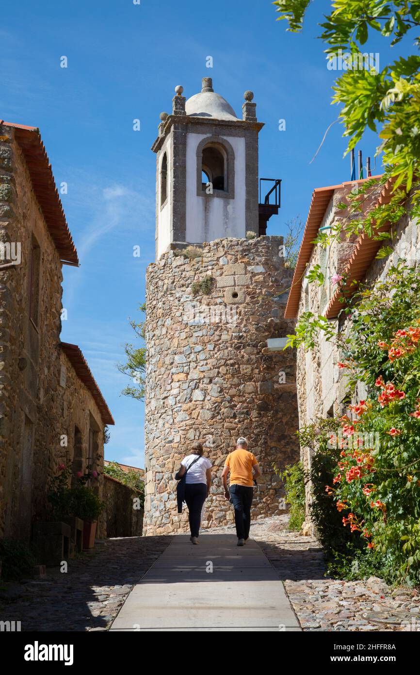 Castle and Clock Tower in Castelo Rodrigo Village; Portugal Stock Photo ...