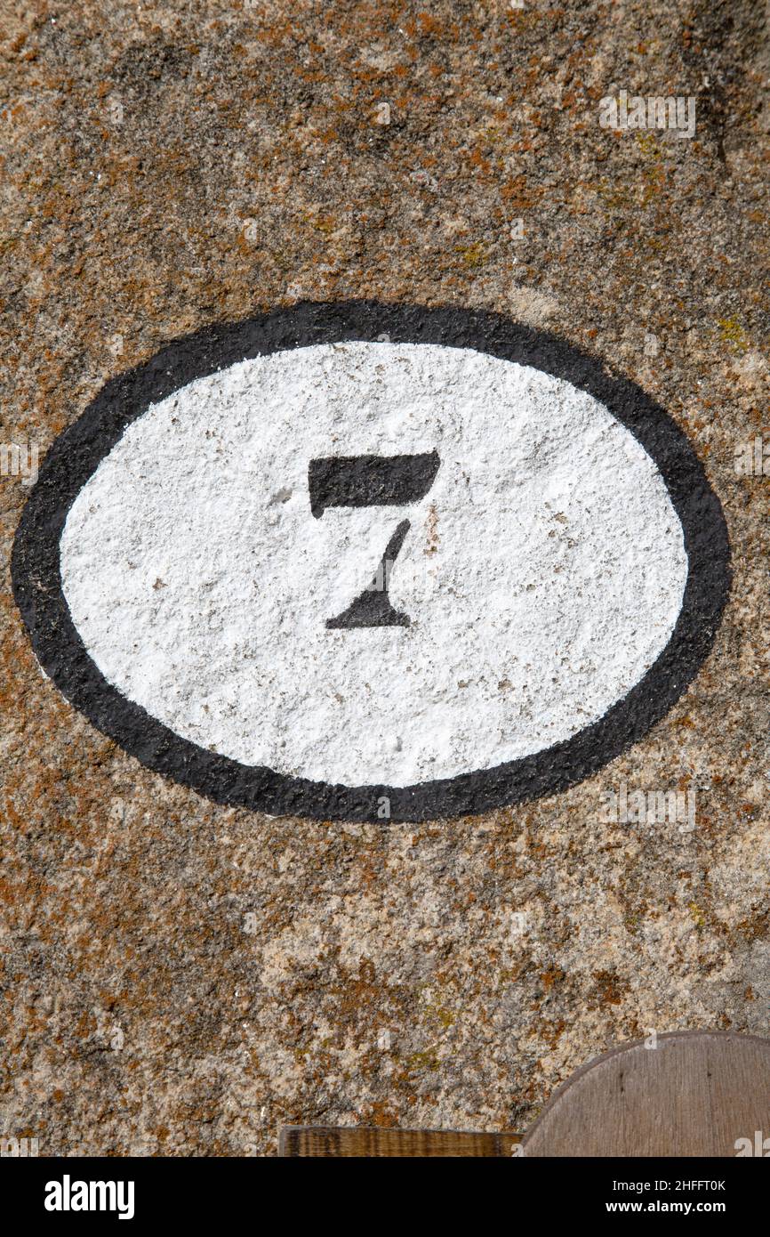 House number 7 sign on wall hi-res stock photography and images - Alamy