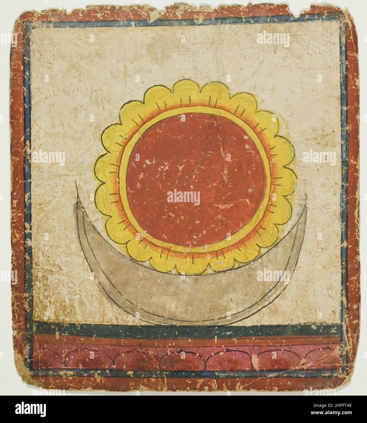Sun, Moon and Lotus on Lotus Throne, from a Set of Initiation Cards ...