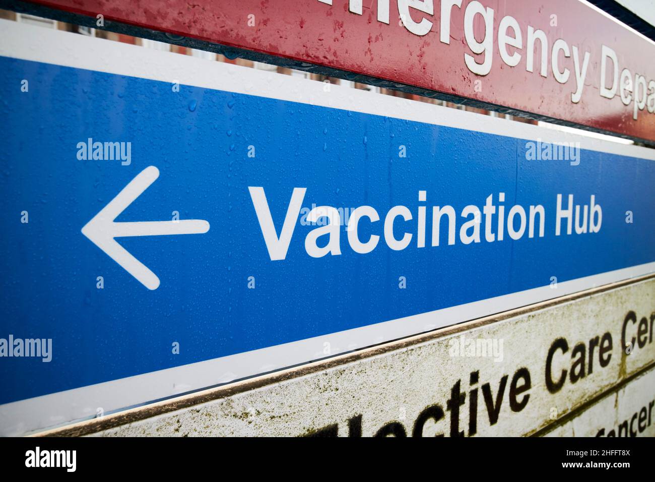 blue vaccination hub sign at aintree university hospital fazakerley ...