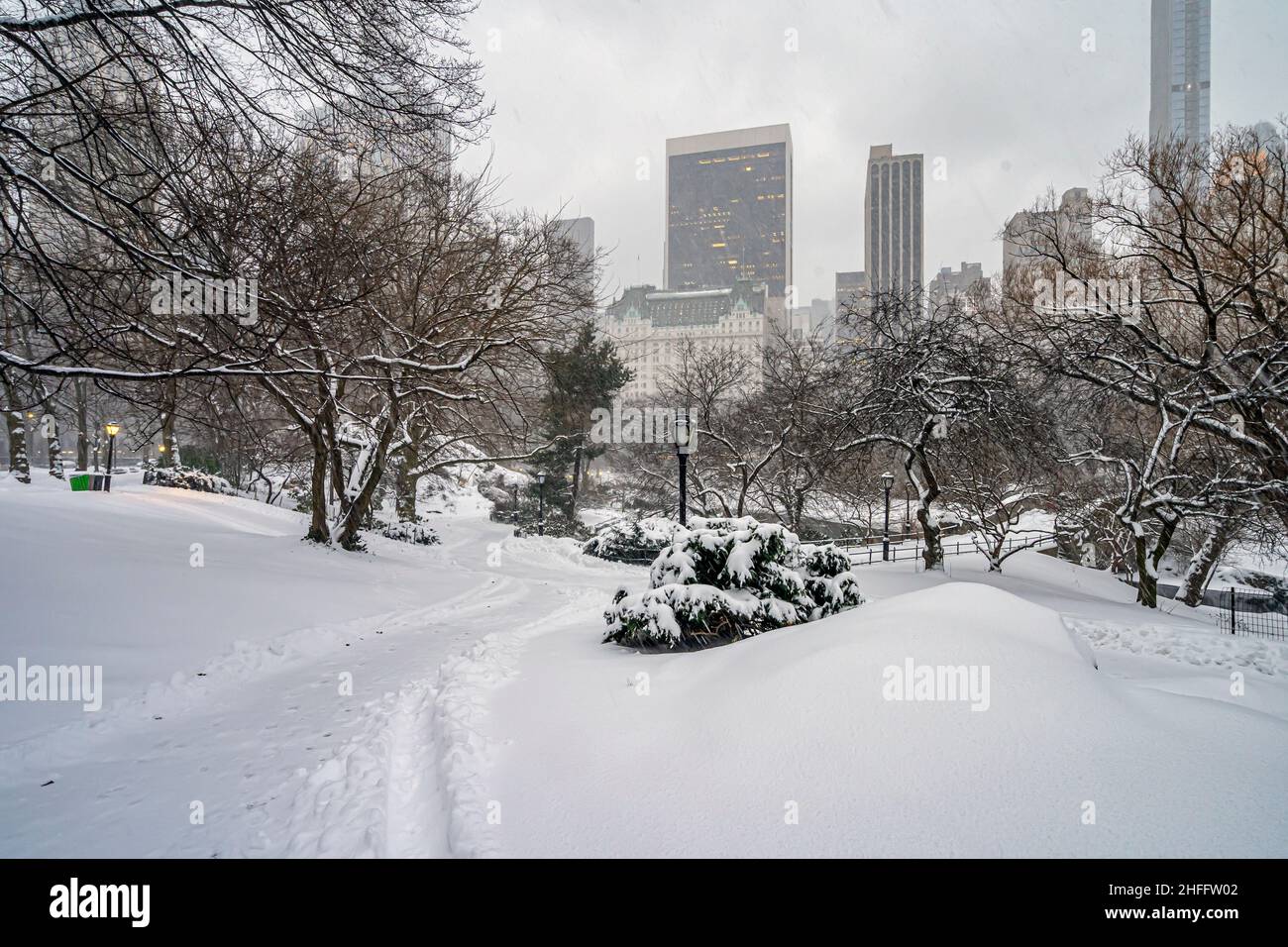 Central Park in winter after snow storm, New York City Stock Photo - Alamy