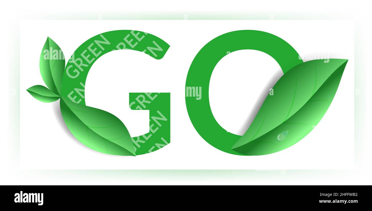 Green Logo. Environmental concept. Lettering with leaves. Become green ...