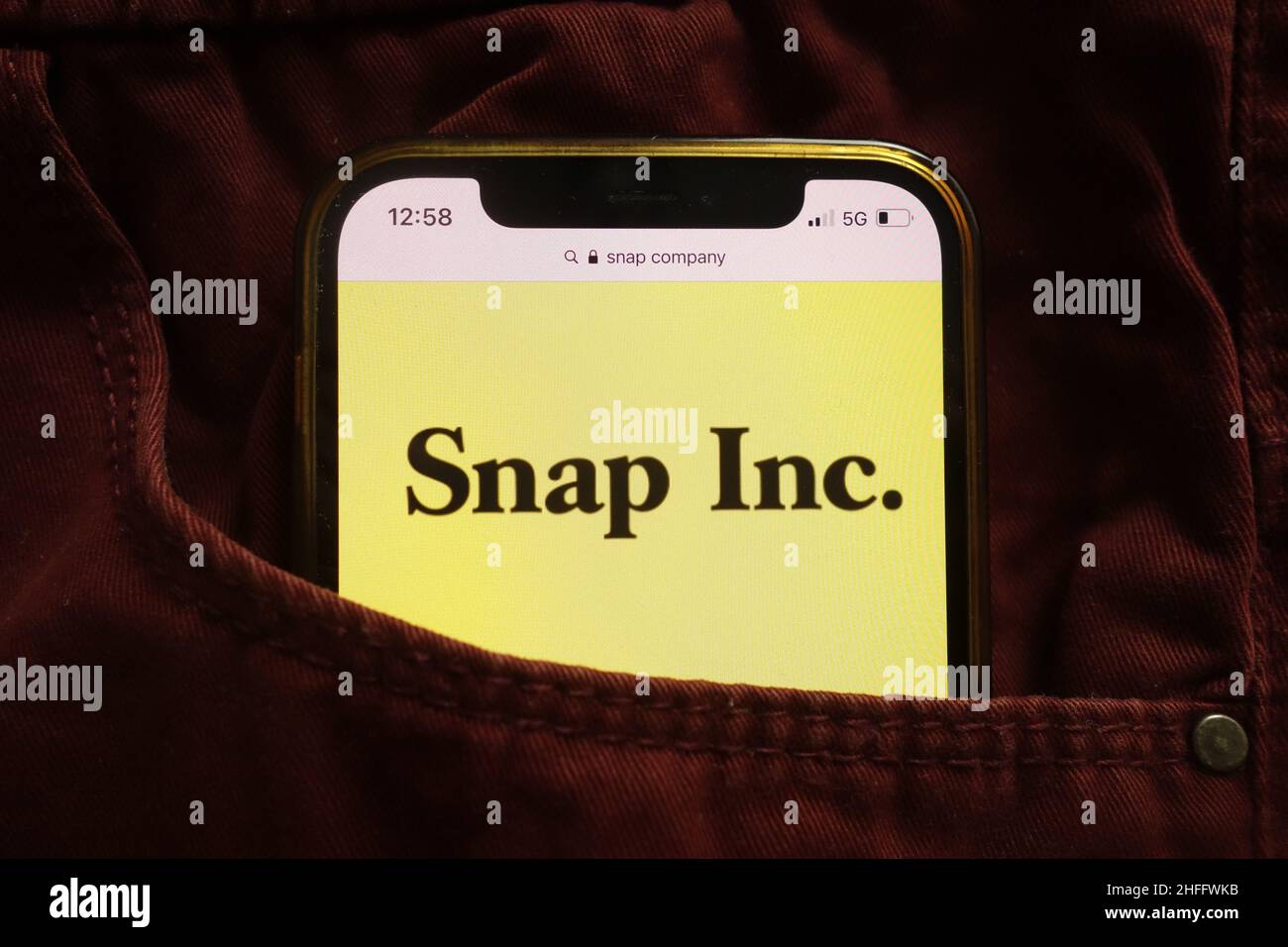 KONSKIE, POLAND - January 15, 2022: Snap Inc logo displayed on mobile ...