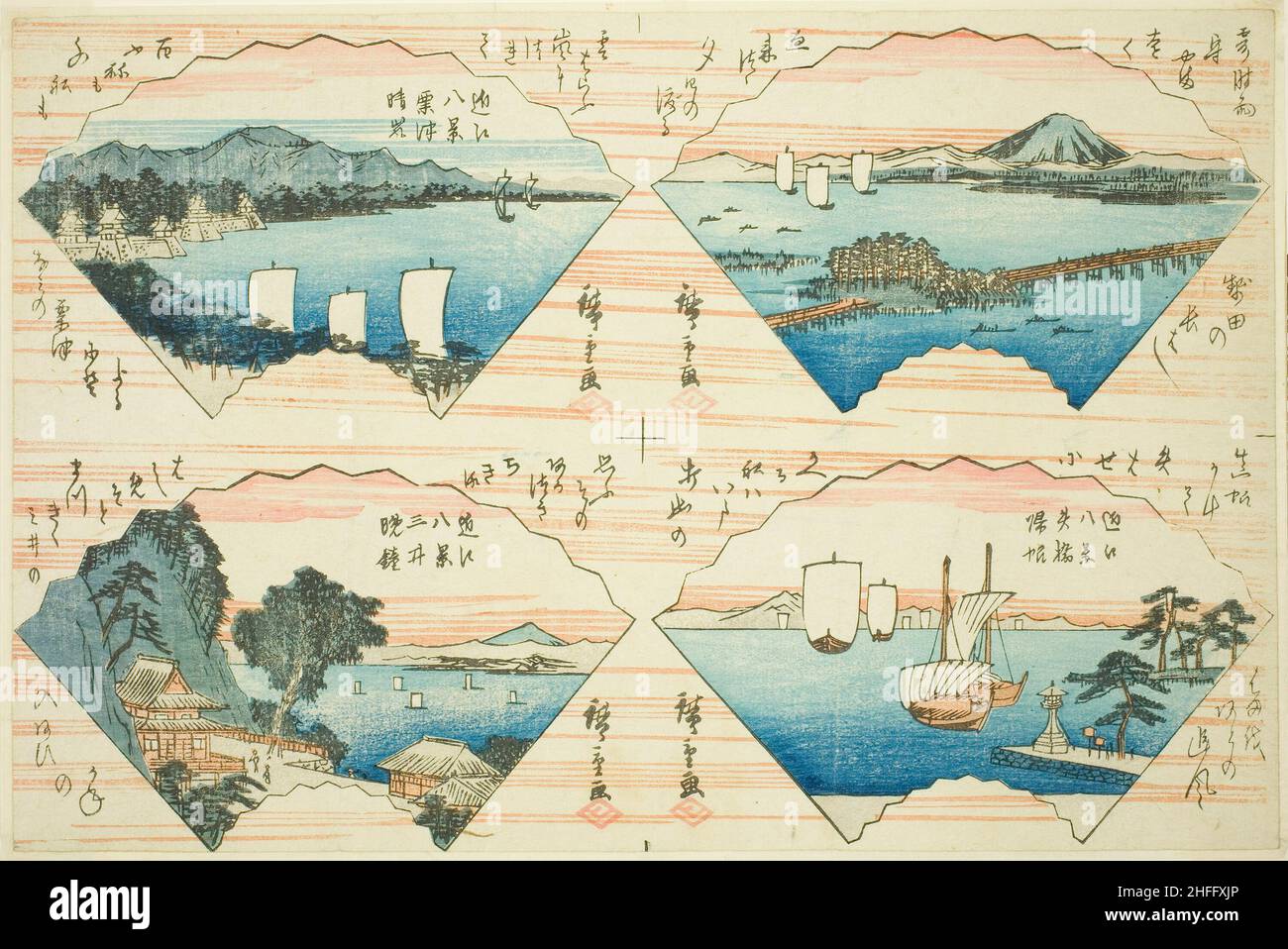 Four Views from the series Eight Views of Omi (Omi Hakkei), About 1830 ...