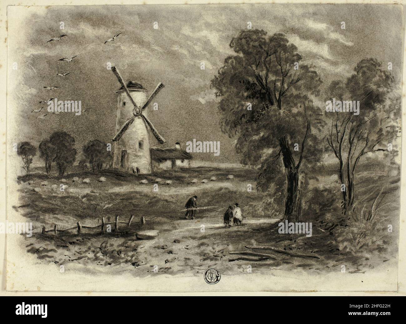 Landscape with Windmill, September 1850 Stock Photo - Alamy