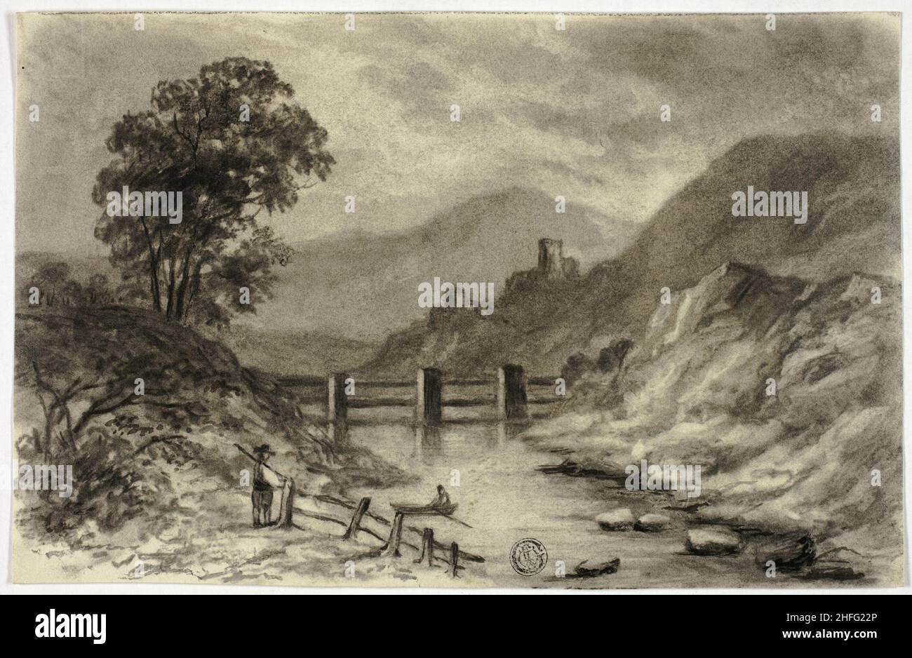 Mountain Stream with Boat, c. 1855 Stock Photo - Alamy