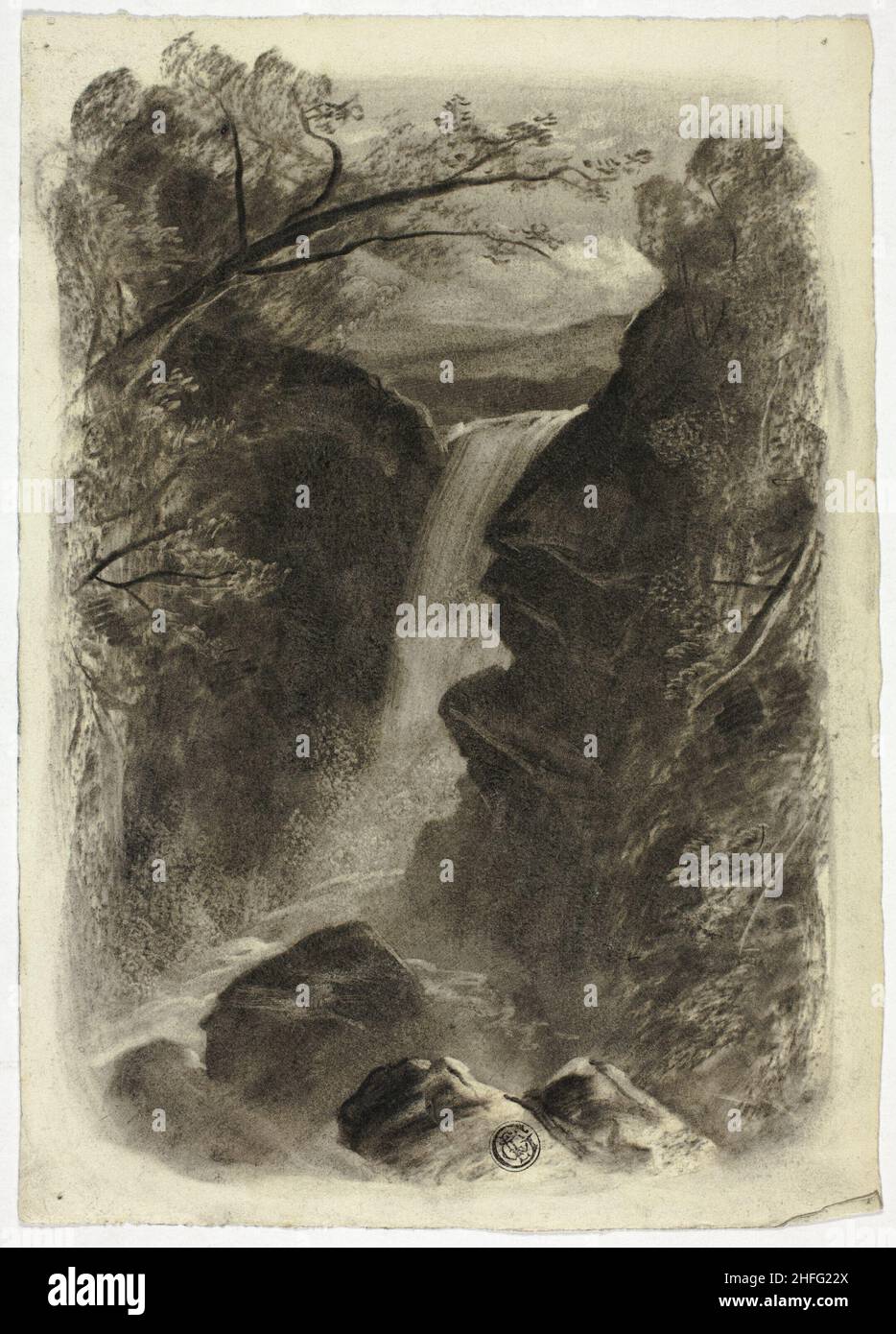 Mountain Waterfall, c. 1855 Stock Photo - Alamy