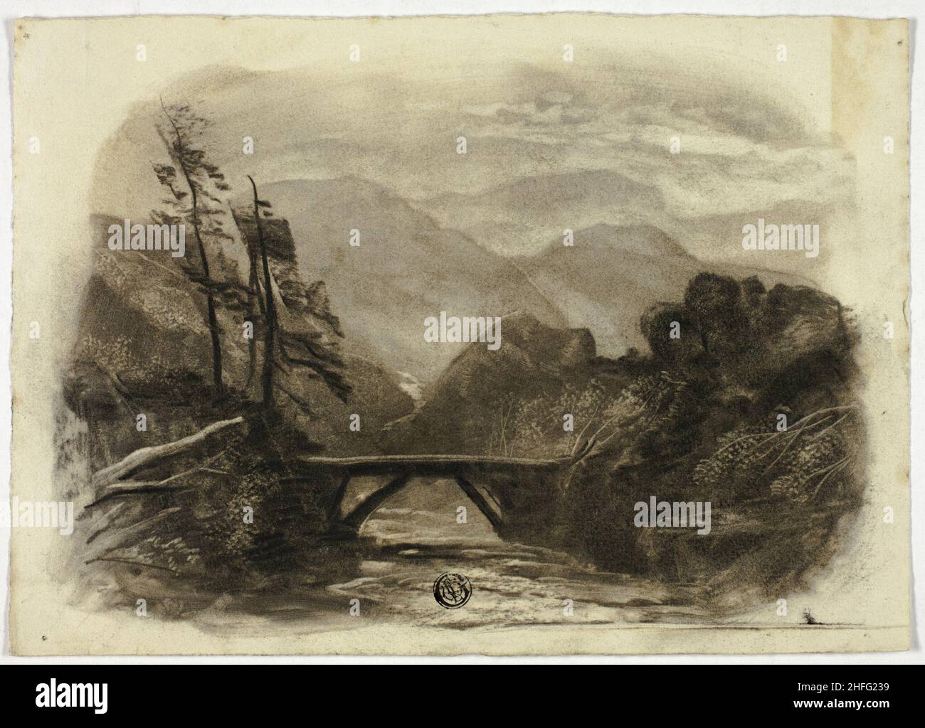Mountain Stream with Small Bridge II, c. 1855 Stock Photo - Alamy