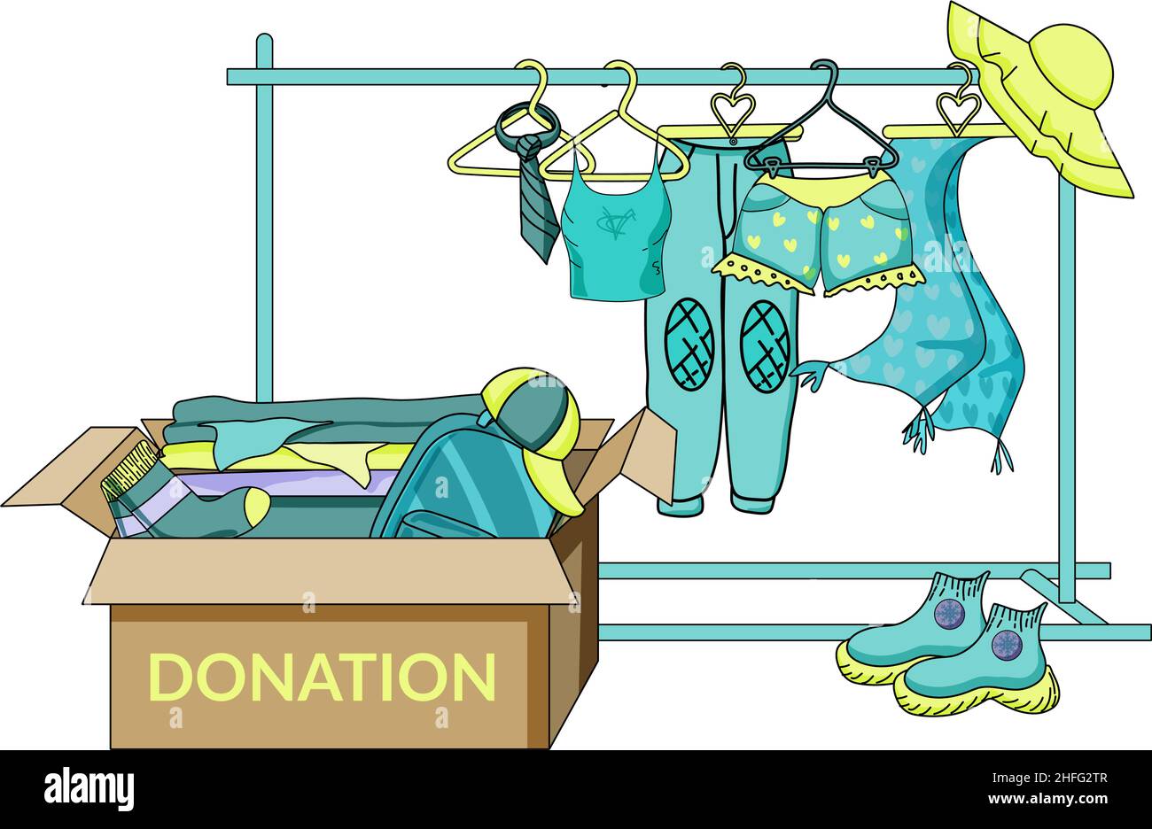Used clothing donation flat vector illustration. Cheap and free ...