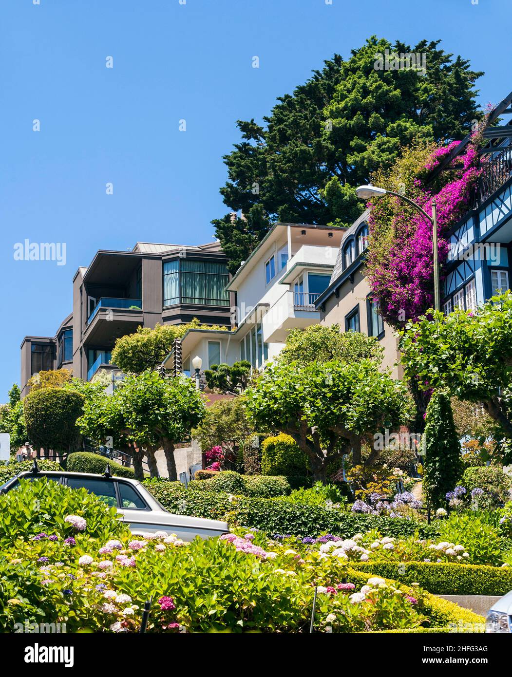 View of Lombard Street, the crookedest street in the world, San ...