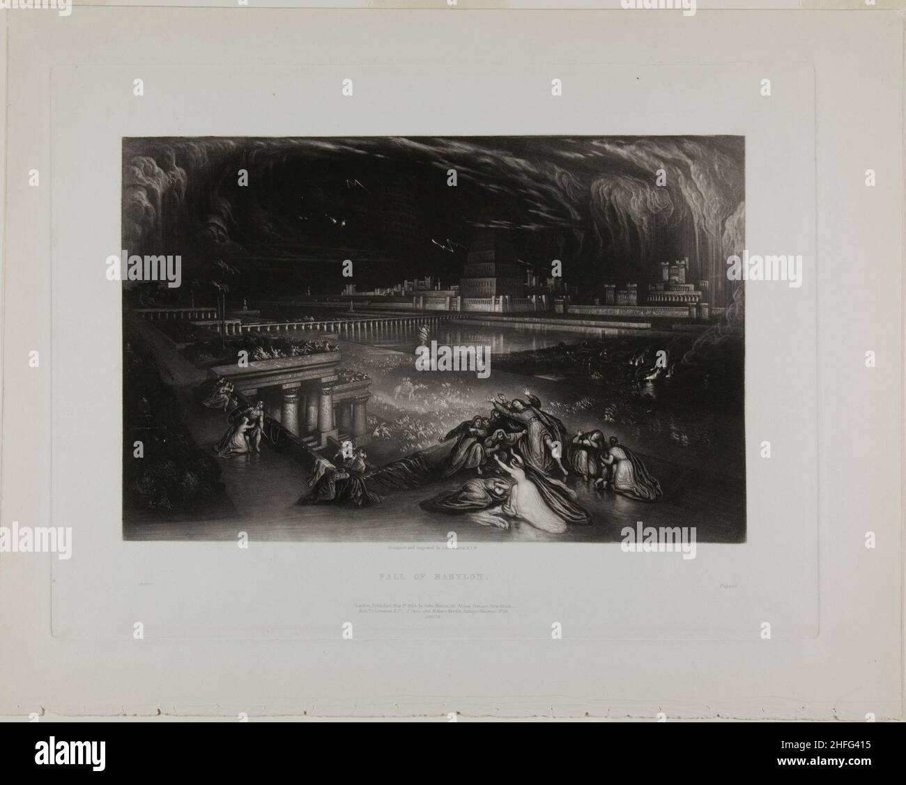 The Fall of Babylon, from Illustrations of the Bible, 1835 Stock Photo ...