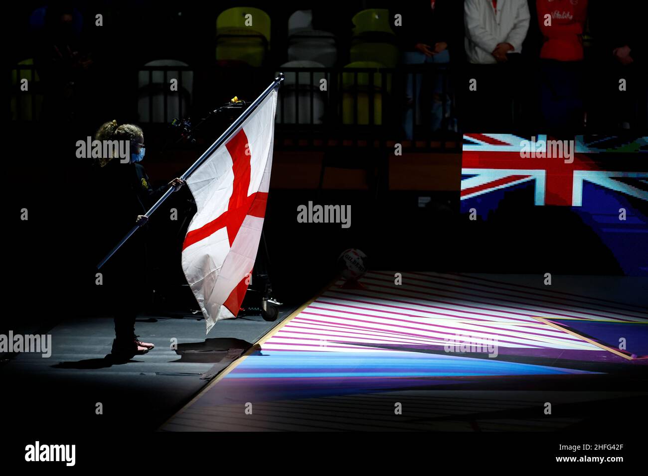 A general view of the England flag before the netball quad series match ...