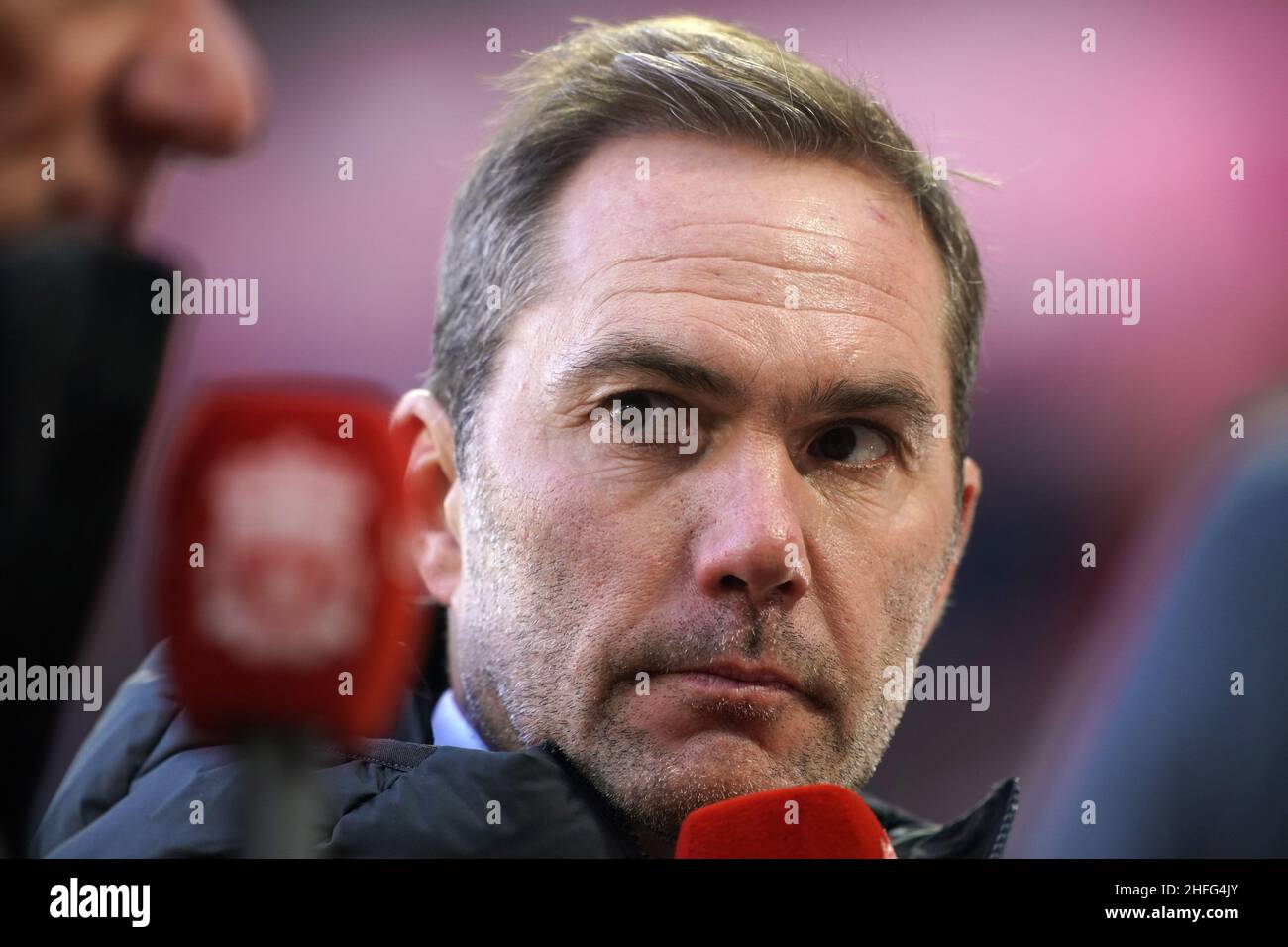 Jason McAteer working for LFCTV before the Premier League match at ...