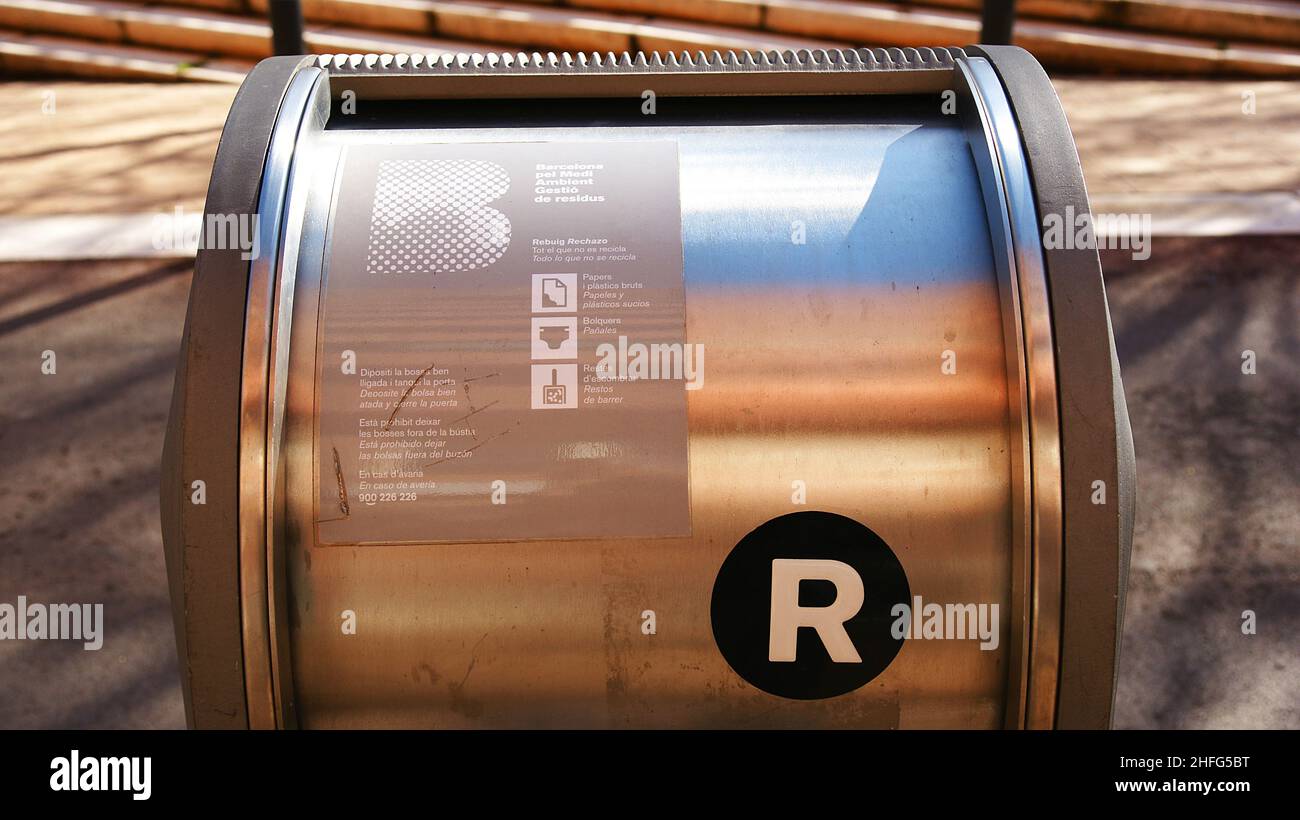 Modern underground garbage containers in Barcelona, Catalunya, Spain ...