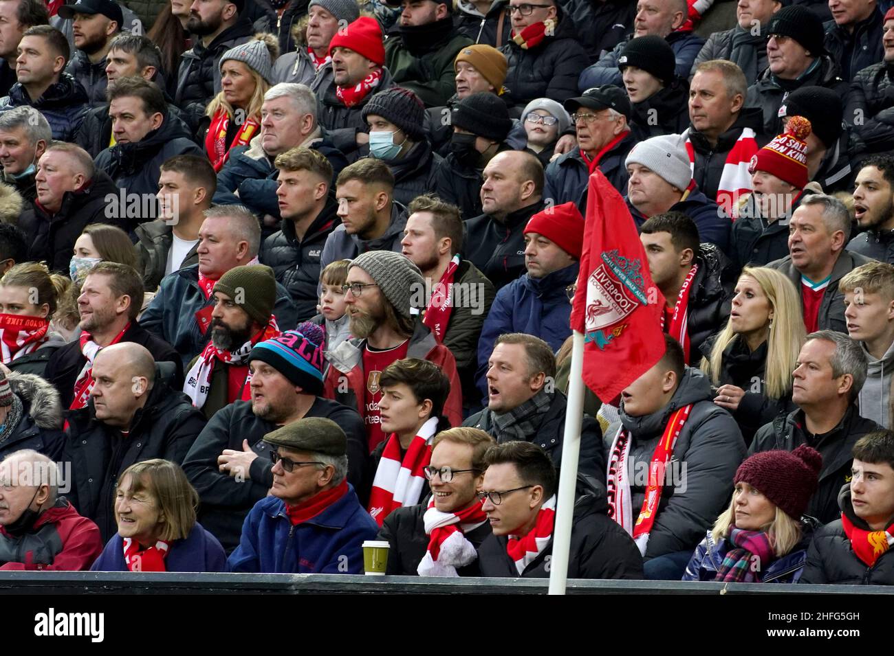 Liverpool fans in the stands during the Premier League match at Anfield ...