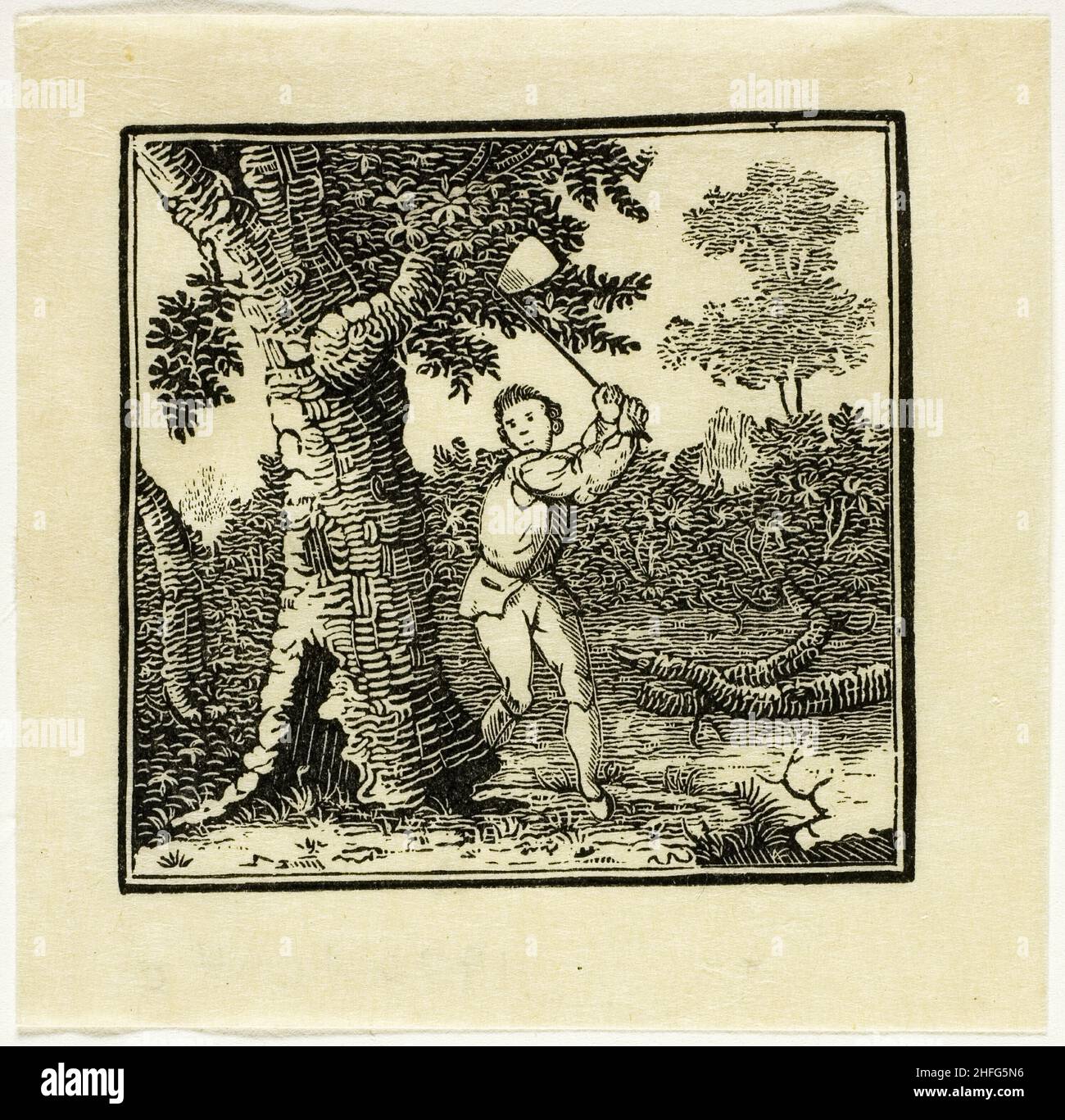 Man chopping tree 18th century hi-res stock photography and images - Alamy