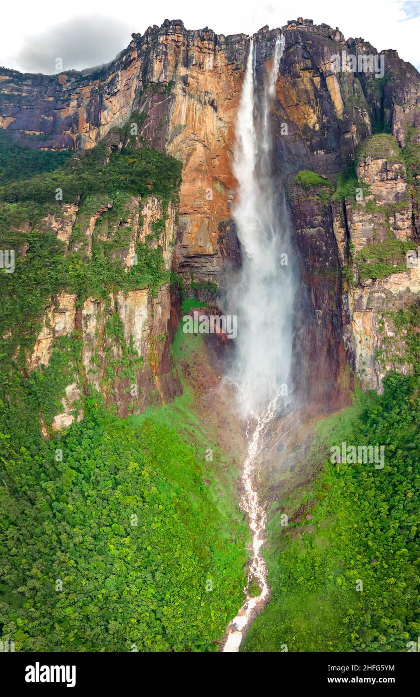 Panoramic Aerial view of Angel Fall world's highest waterfall in ...