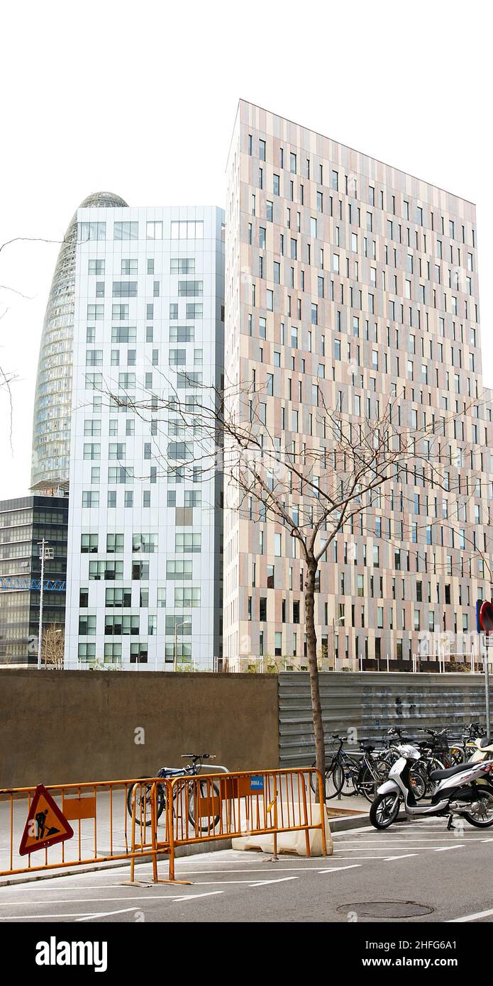 Modern building corner detail in Barcelona, Catalunya, Spain, Europe ...