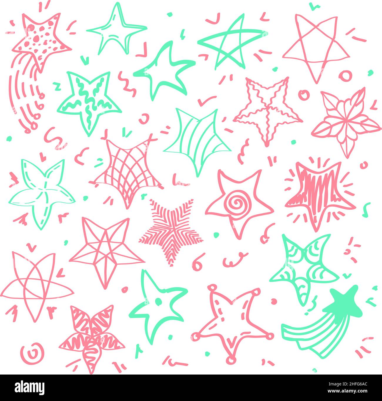 A set of colorful cute stars. Objects of different shapes, sizes, and ...