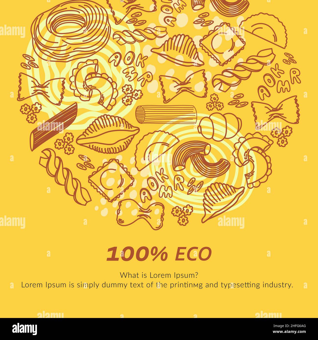 Organic Italian pasta food vector hand drawn template packaging food ...