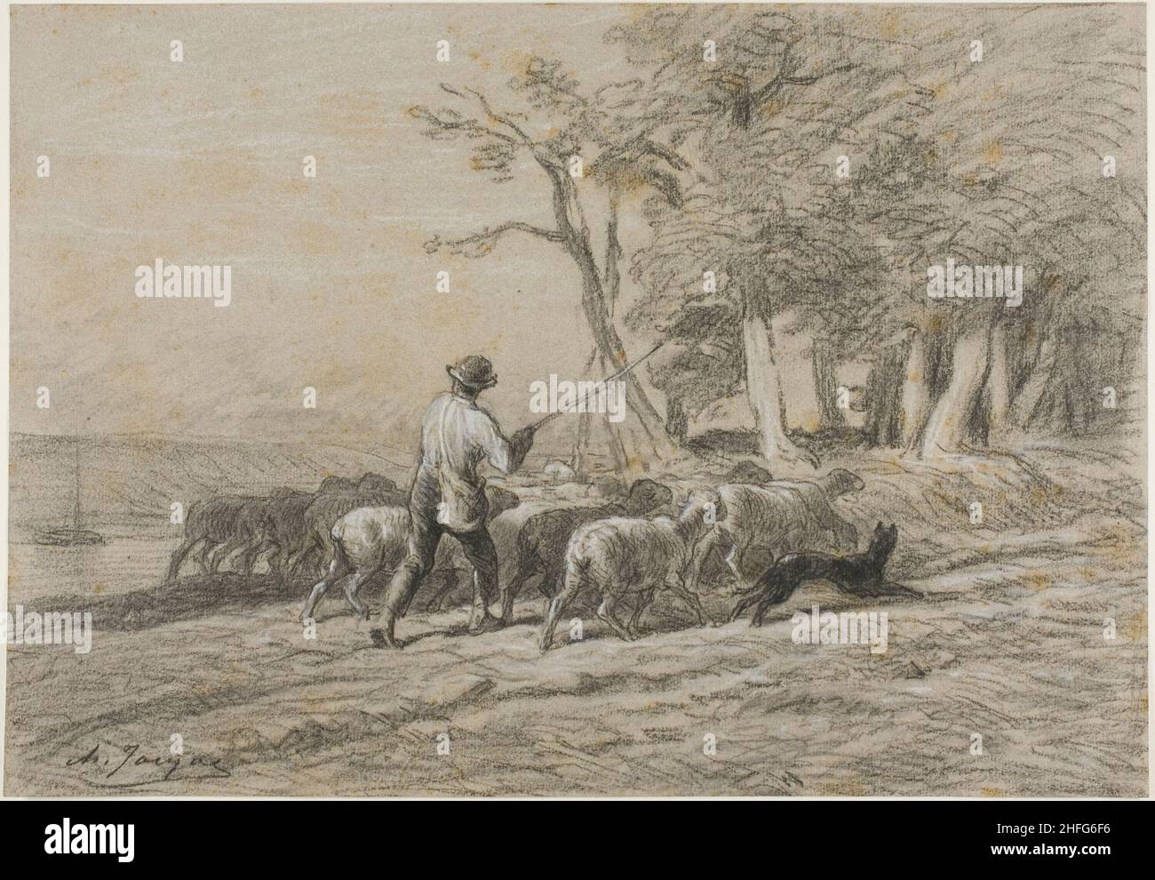 Shepherd and his Flock, n.d Stock Photo - Alamy