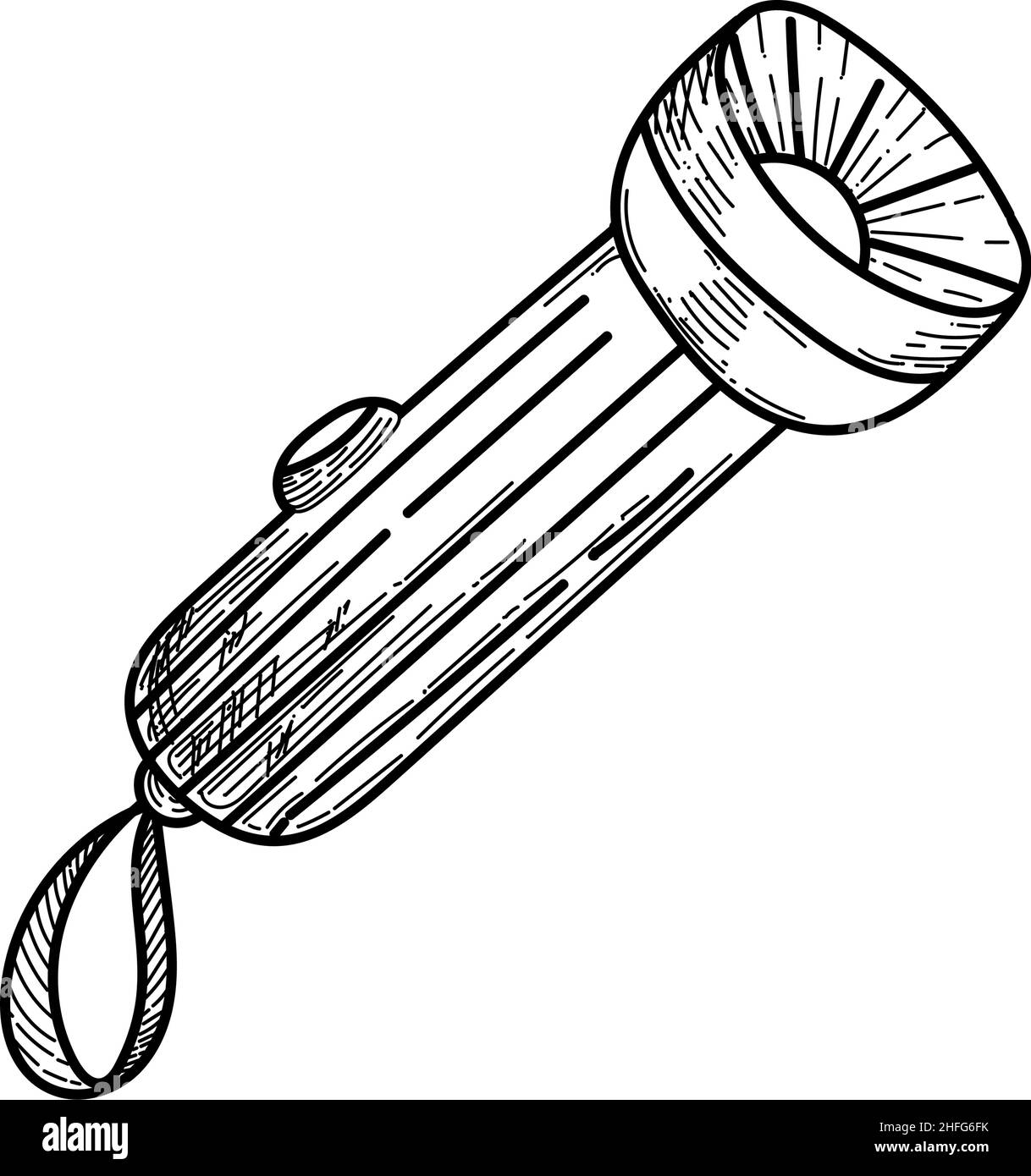 Hiking Flashlight, hand drawn vector illustration in doodle style ...