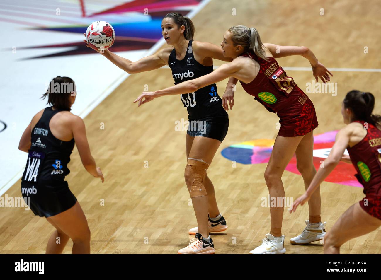 New Zealand's Kayla Johnson during the netball quad series match at ...