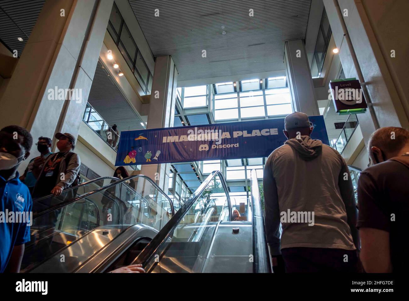 Seattle, WA USA - circa September 2021: View of people walking around ...