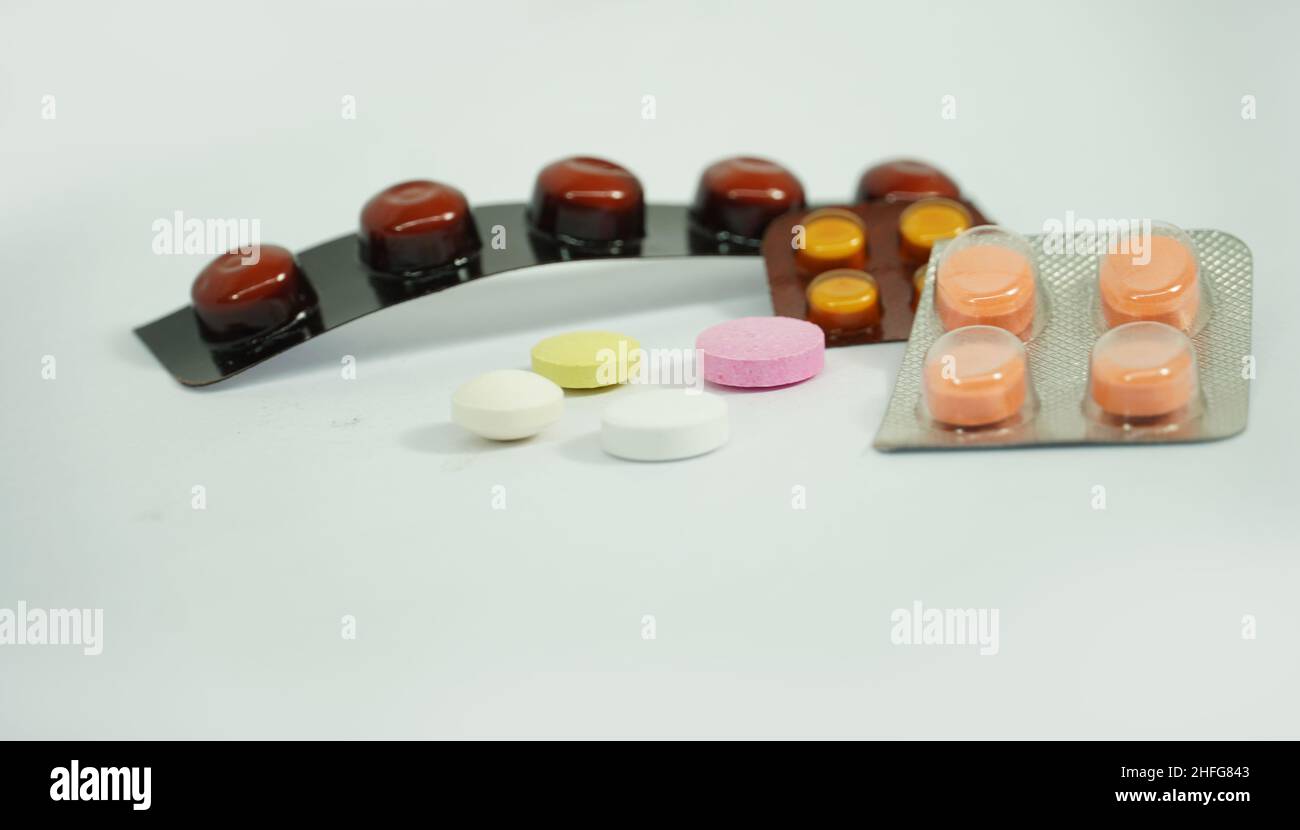 Drug prescription for treatment medication. cure in container for ...