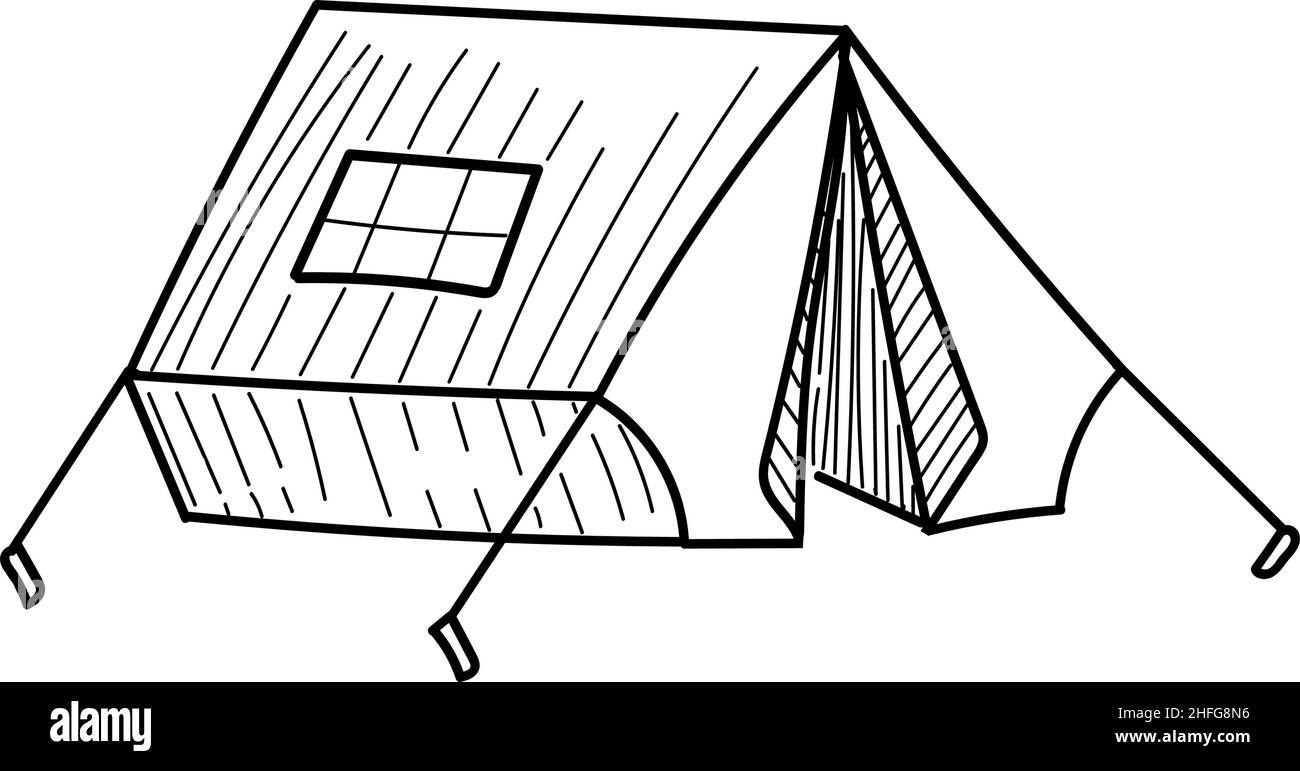 Hand drawn tent doodle icon. Hand drawn black sketch. Sign symbol ...