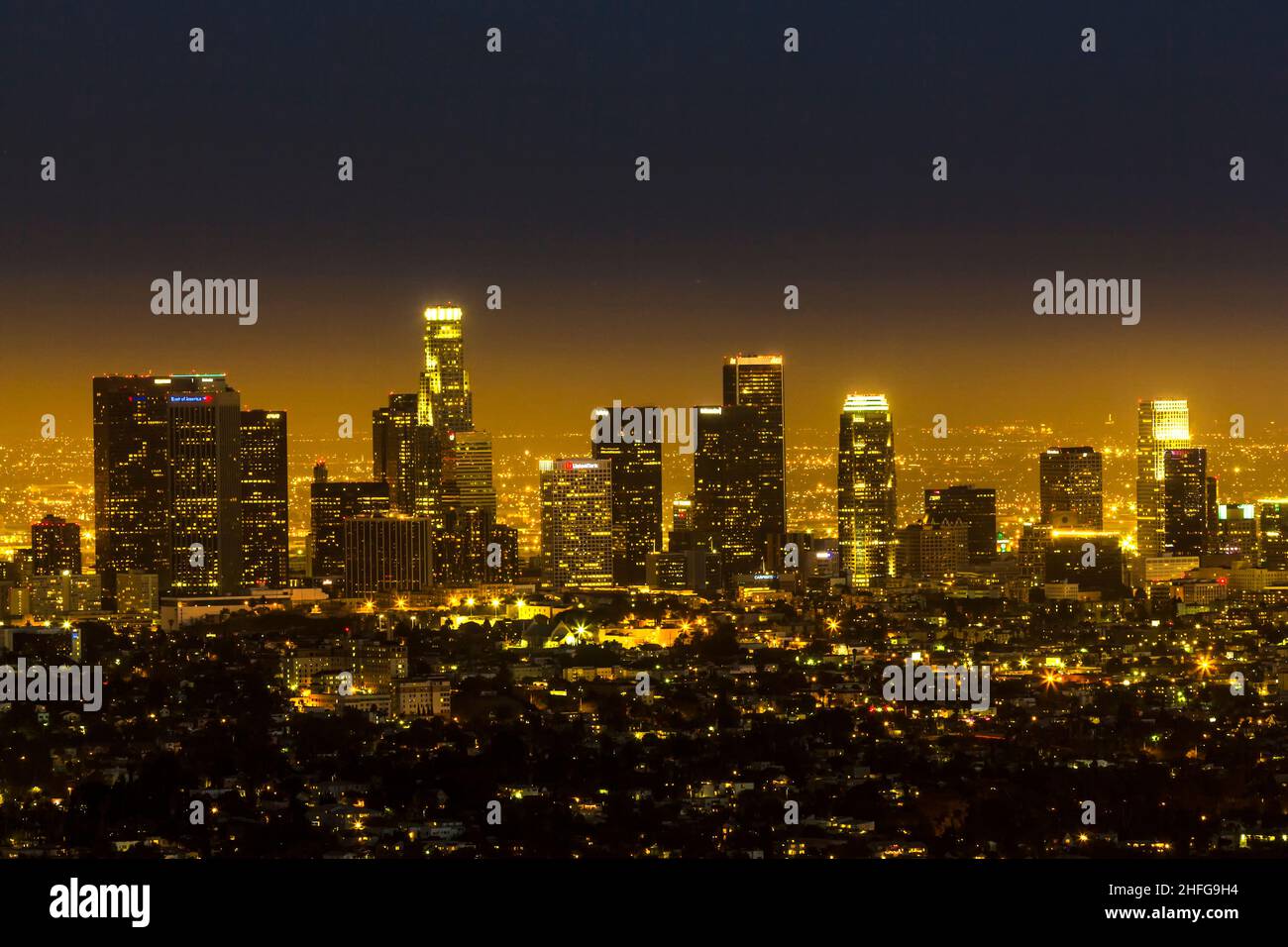 Beautiful scenic panoramic view cityscape los angeles by night hi-res ...