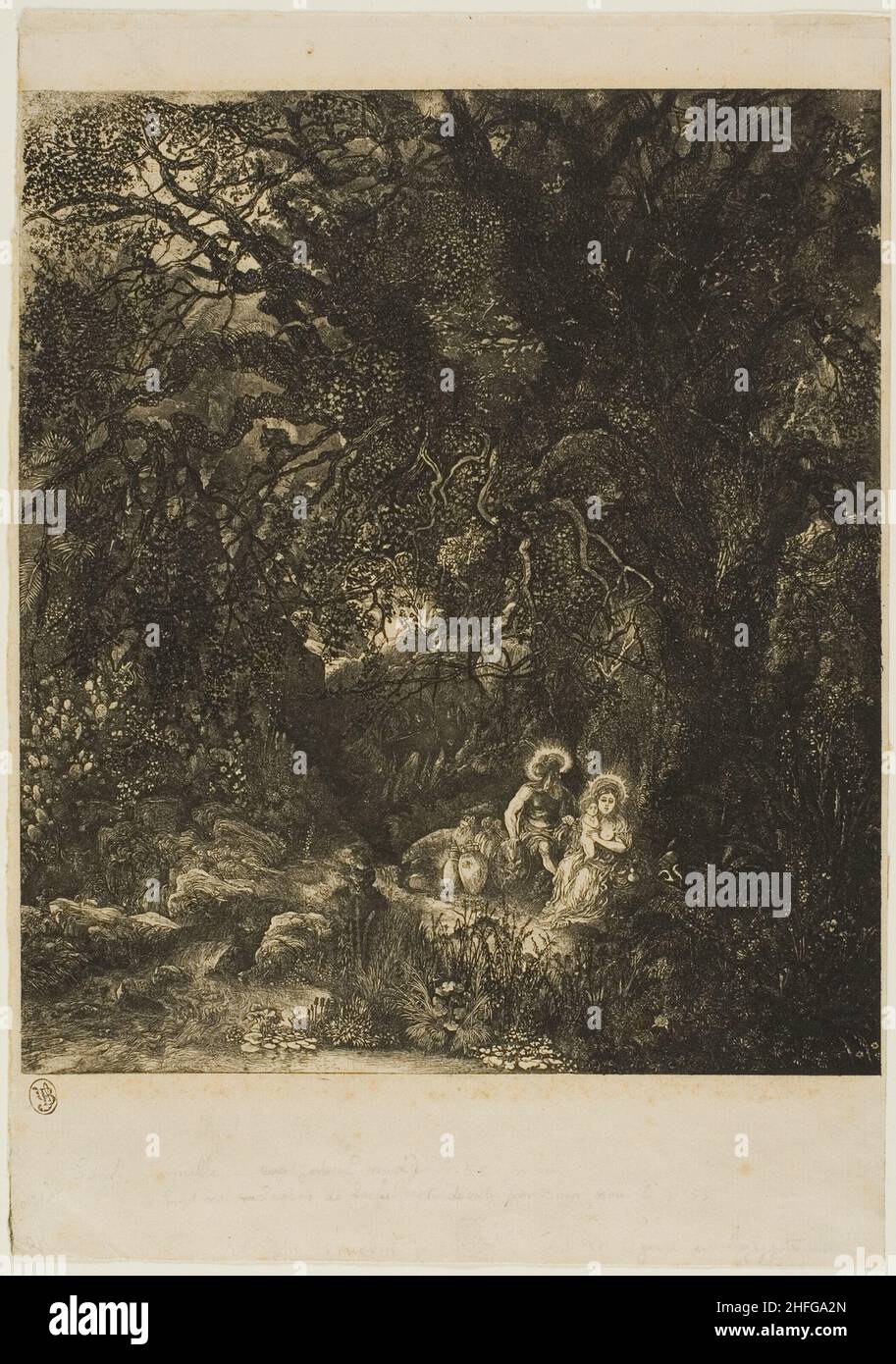 Rest on the flight into Egypt with Saddled Donkey, 1871 Stock Photo - Alamy