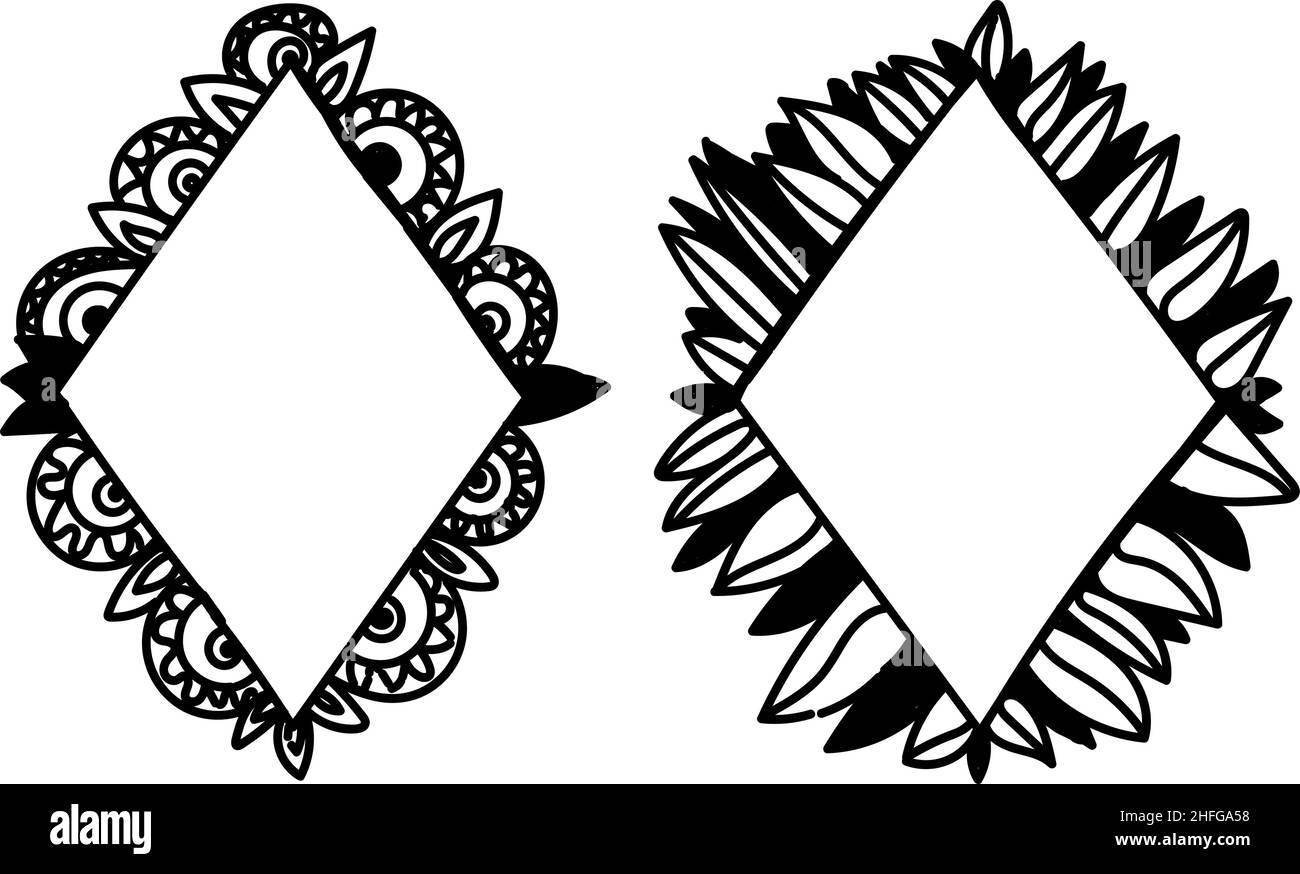 Frame Set. Rhombus frame, doodle borders for party, birthday decor ...