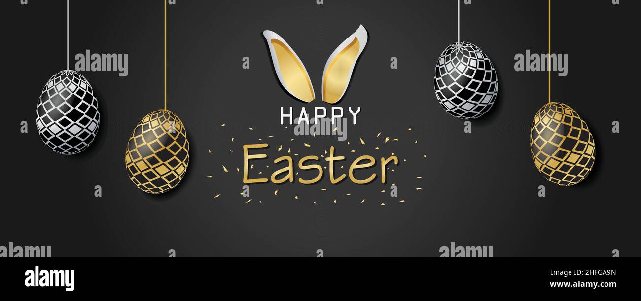 Happy Easter Banner Background Vector illustration. Website header ...