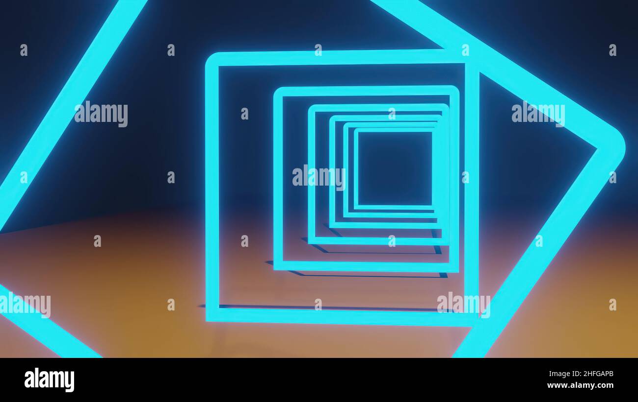 3d illustration - Glowing light rectangles animation on black ...