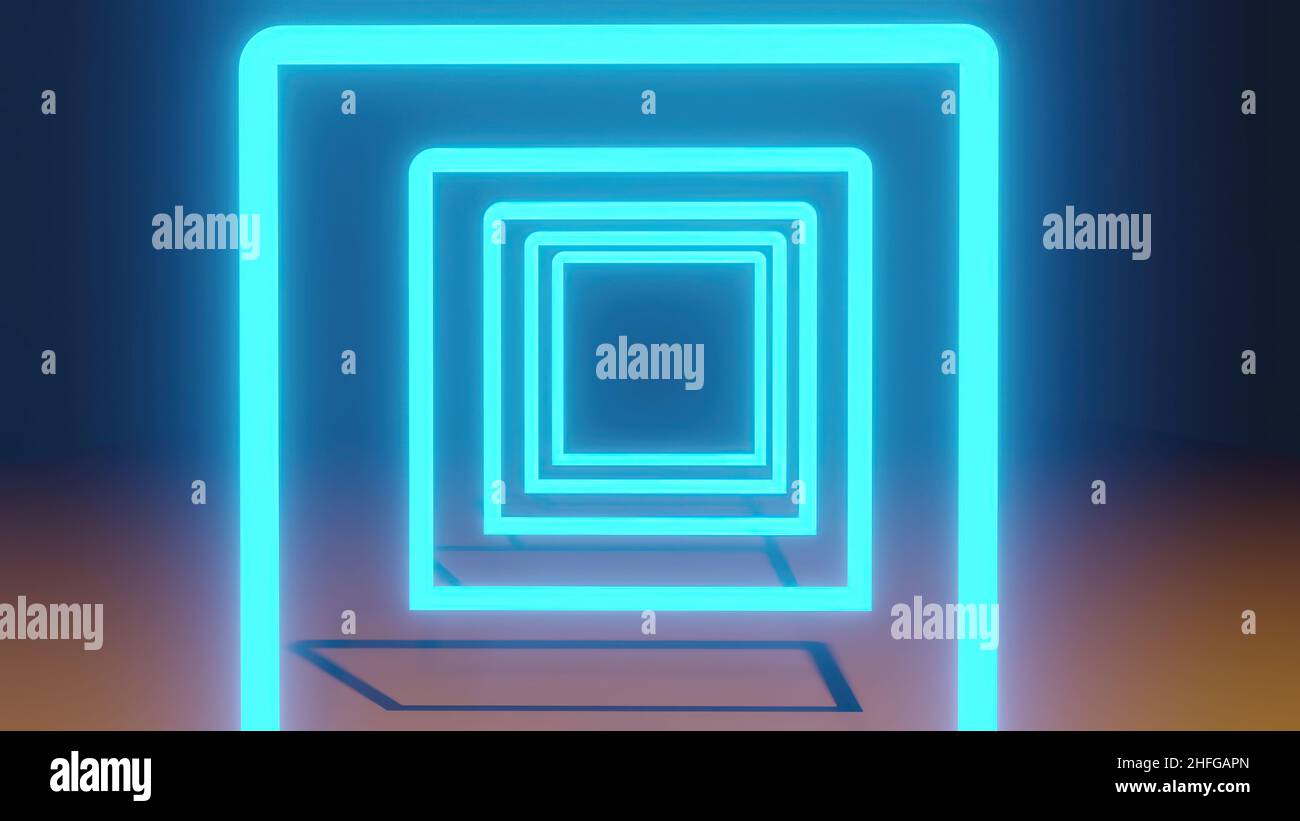 3d illustration - Glowing light rectangles animation on black ...