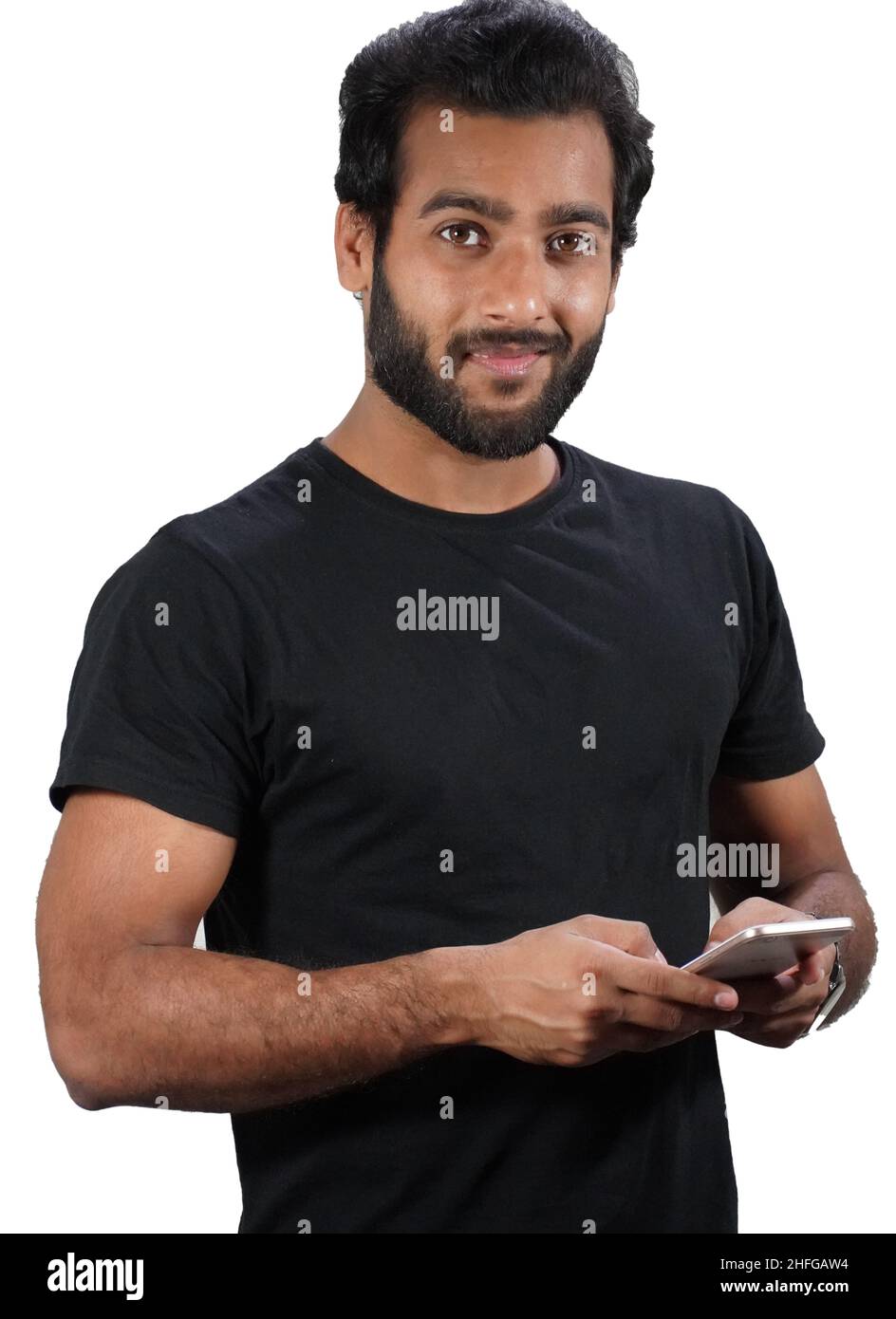 Happy man mobile smartphone typing hi-res stock photography and images ...