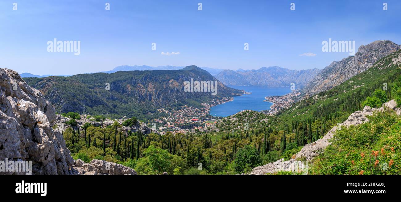Panoramic landscape view of Kotor bay, Montenegro Stock Photo - Alamy