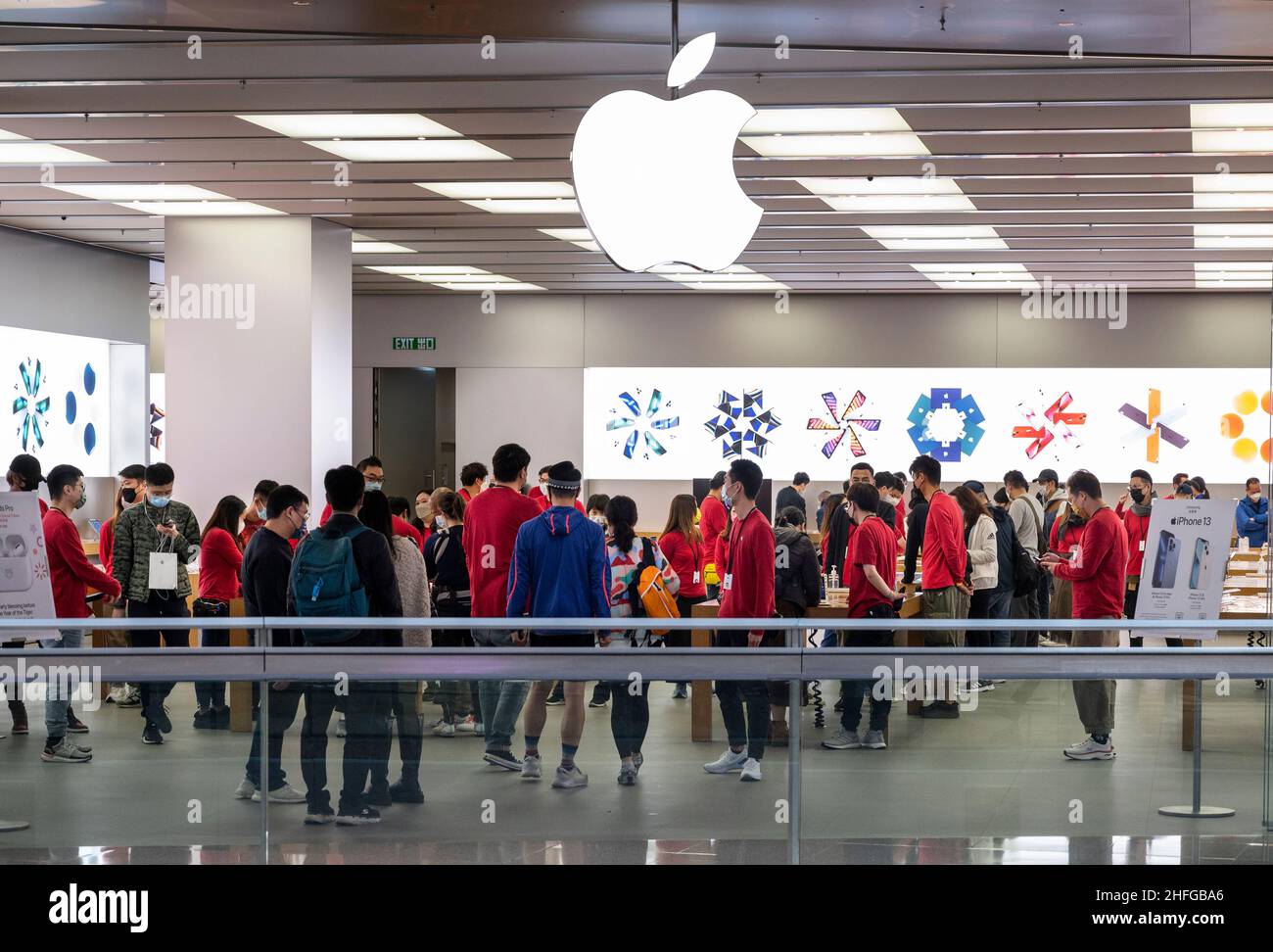 Shoppers are seen at the American multinational technology company ...