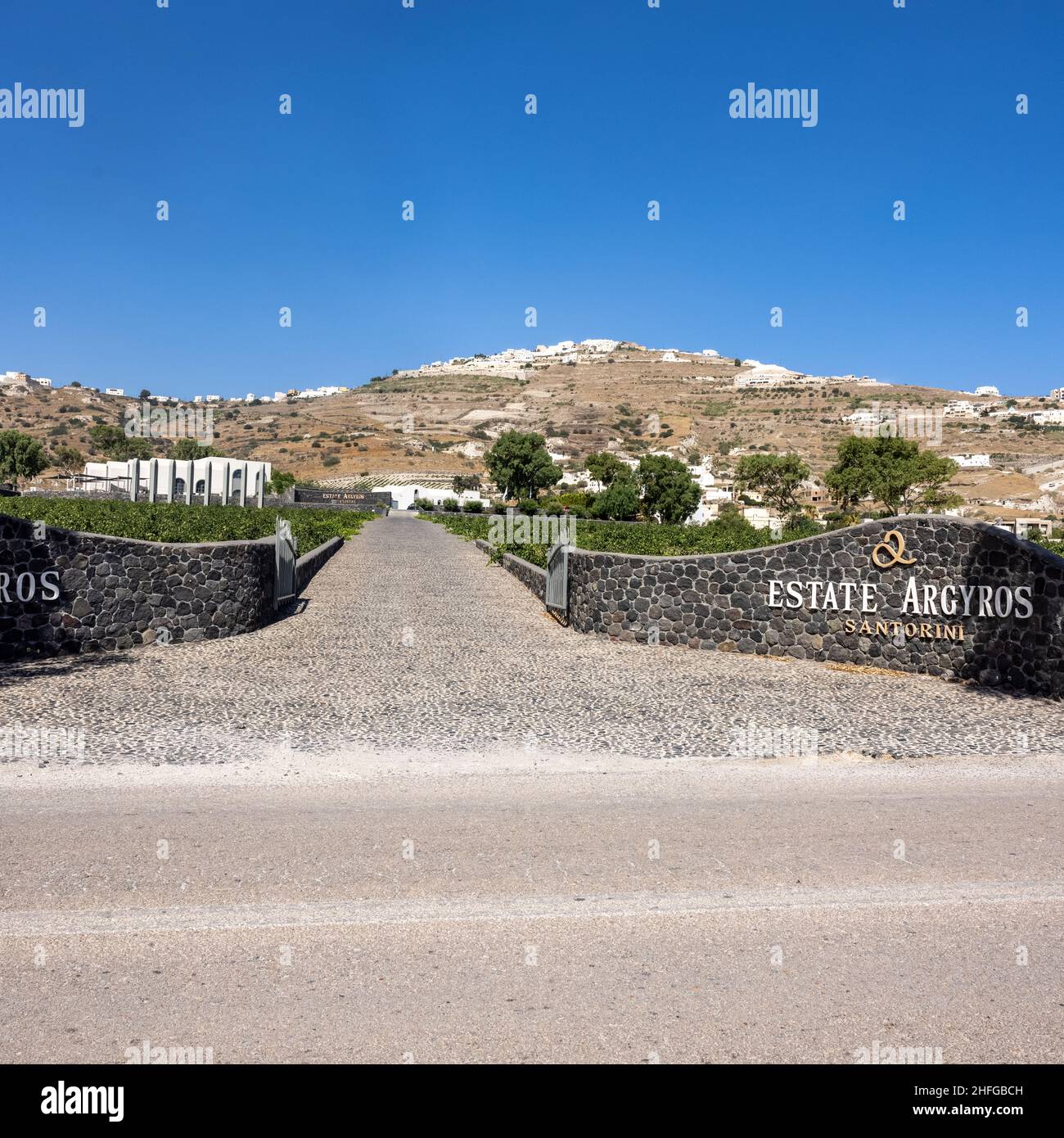 Santorini, Greece - July 2, 2021: Estate Argyros has been established ...