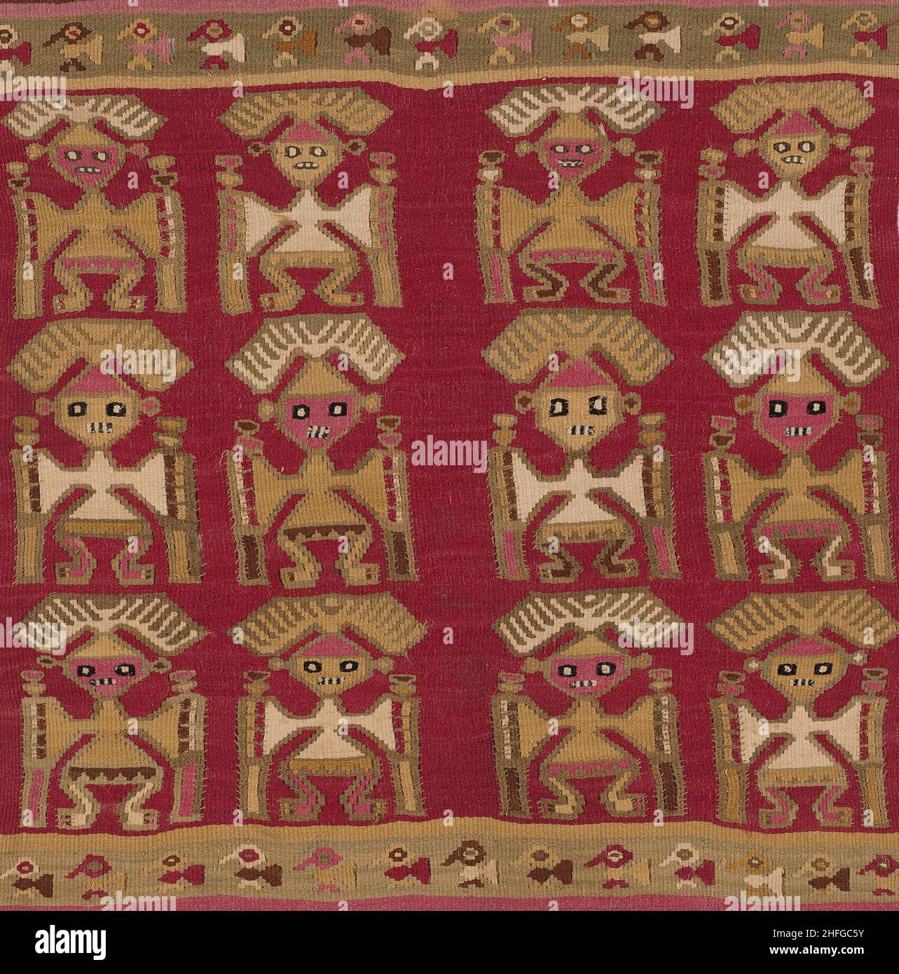 Fragment (Loincloth), Peru, A.D. 1250/1470. Human figure with headdress ...